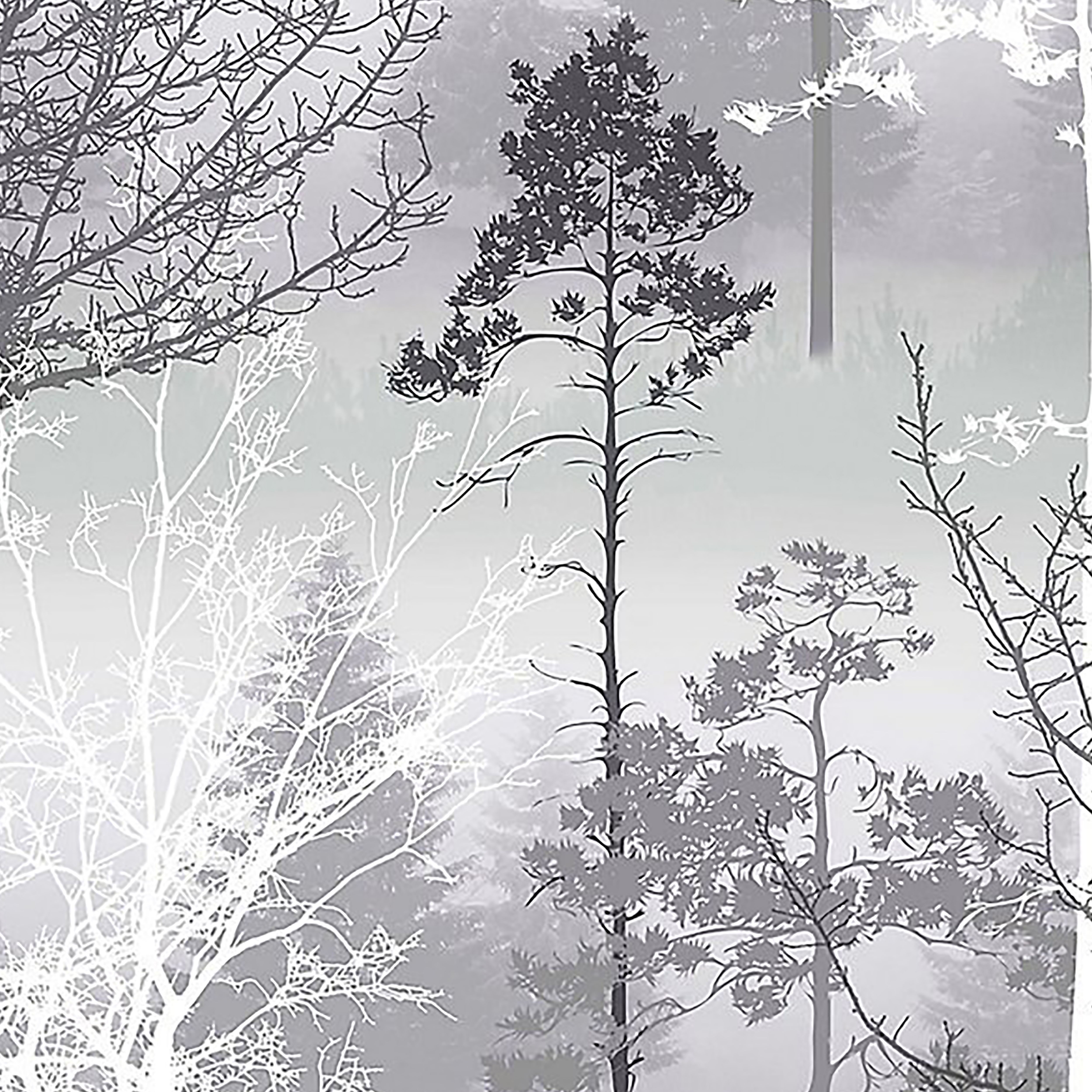GoodHome Kitley Black & grey Metallic effect Trees Smooth Wallpaper