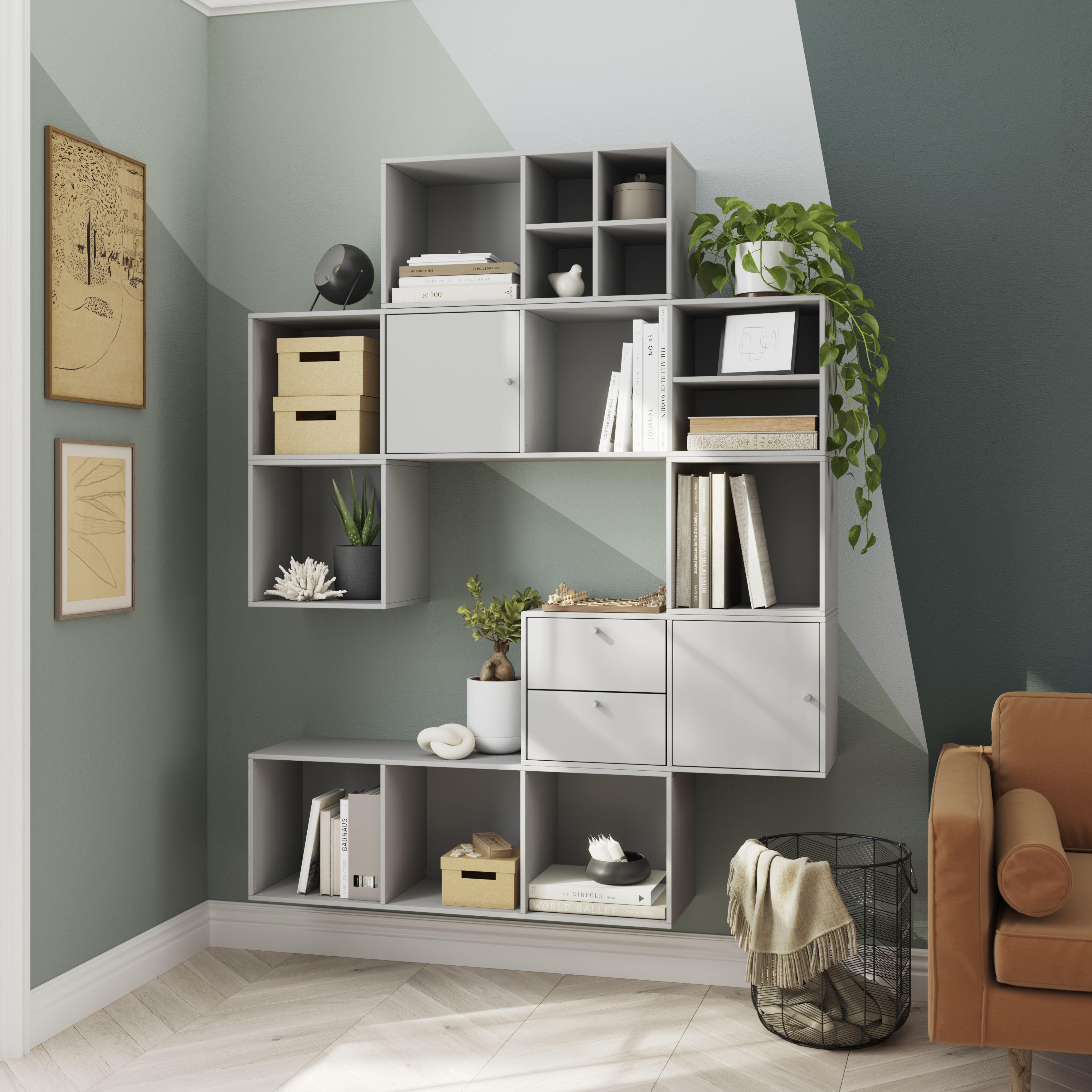 GOODHOME KONNECT GREY 1X1 CUBE STORAGE UNIT KIT WITH DRAWERS, (H) 35 ...