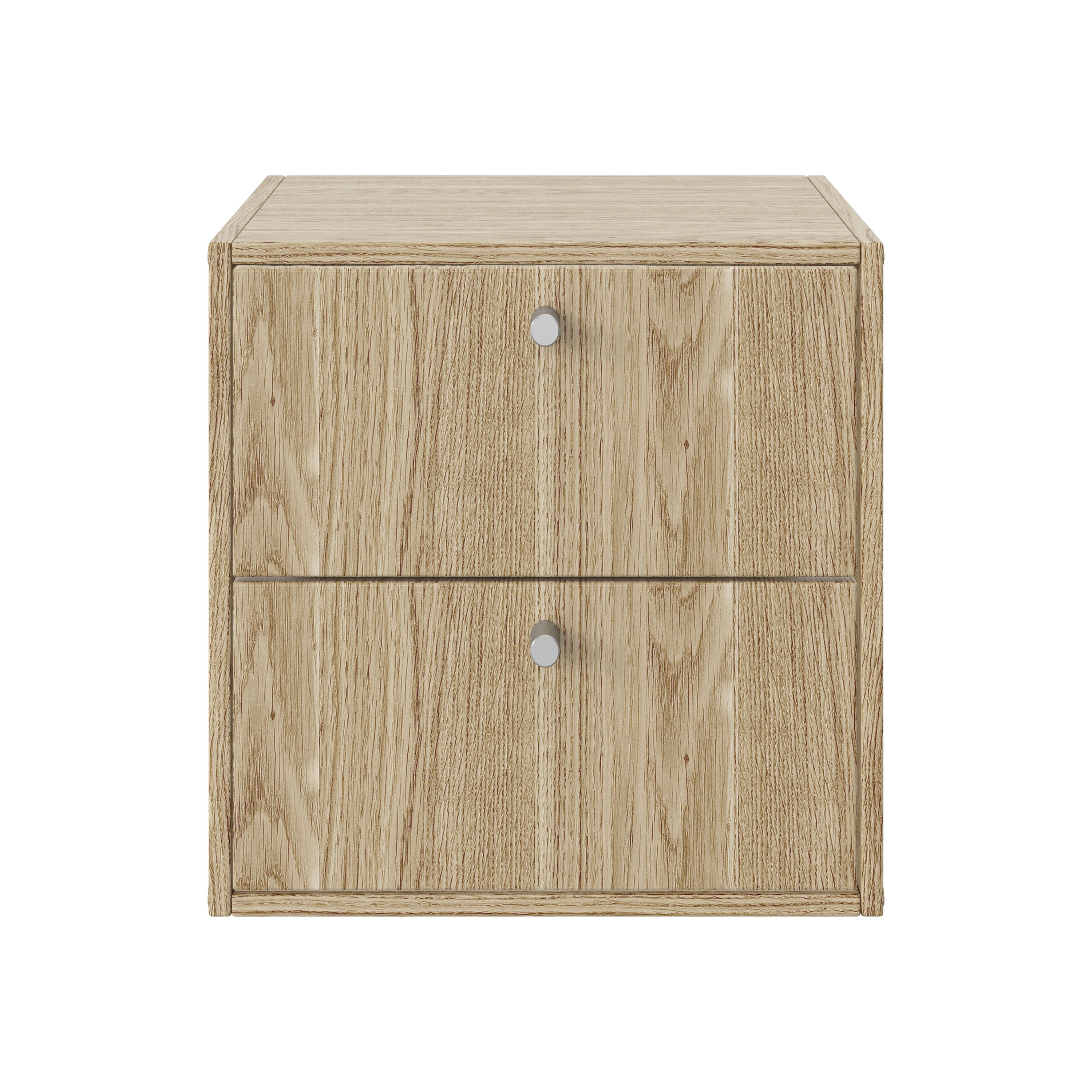 GoodHome Konnect Oak effect 1X1 Cube Storage unit kit with drawers, (H ...