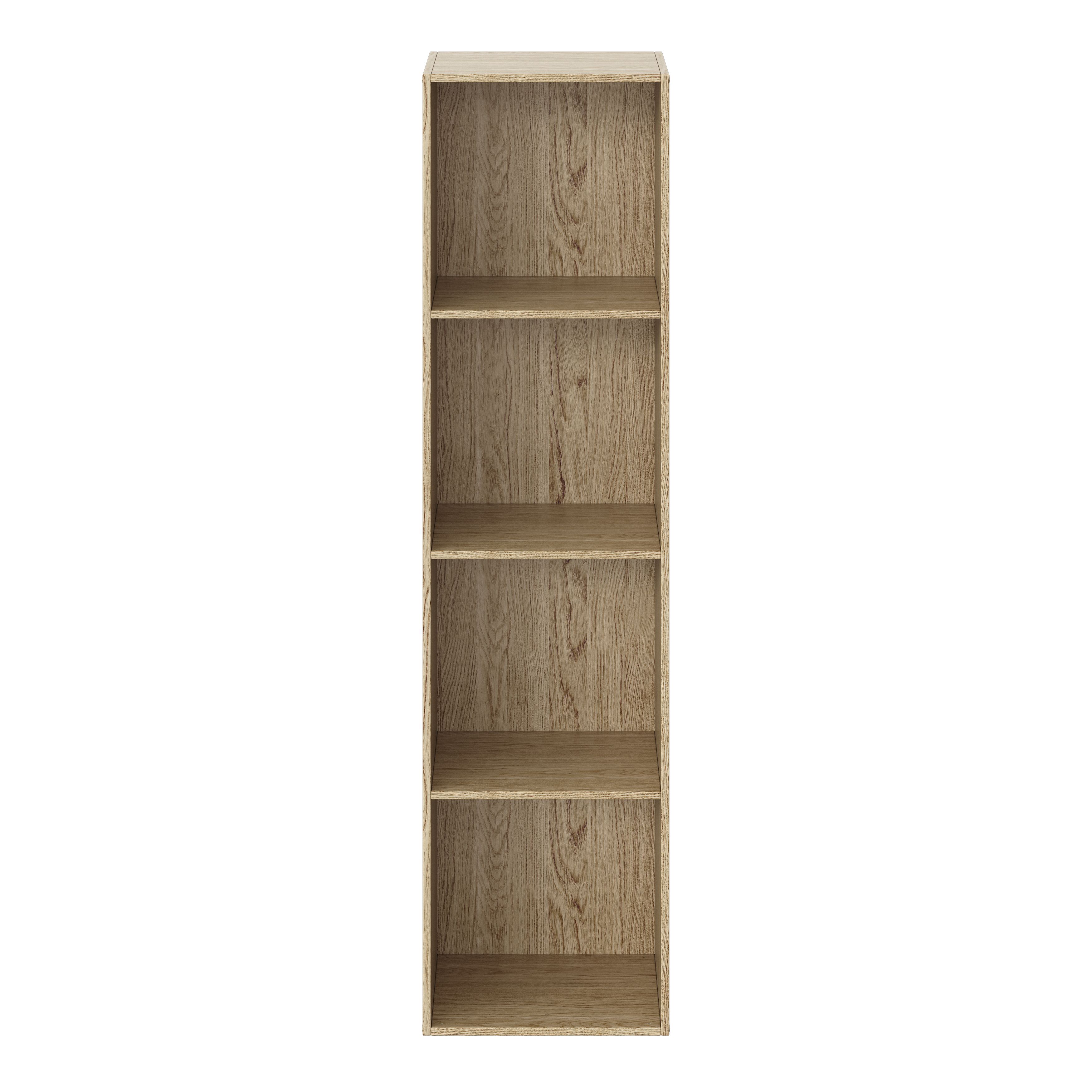 GoodHome Konnect Oak effect 4 shelf Cube Bookcase, (H)1380mm (W)354mm