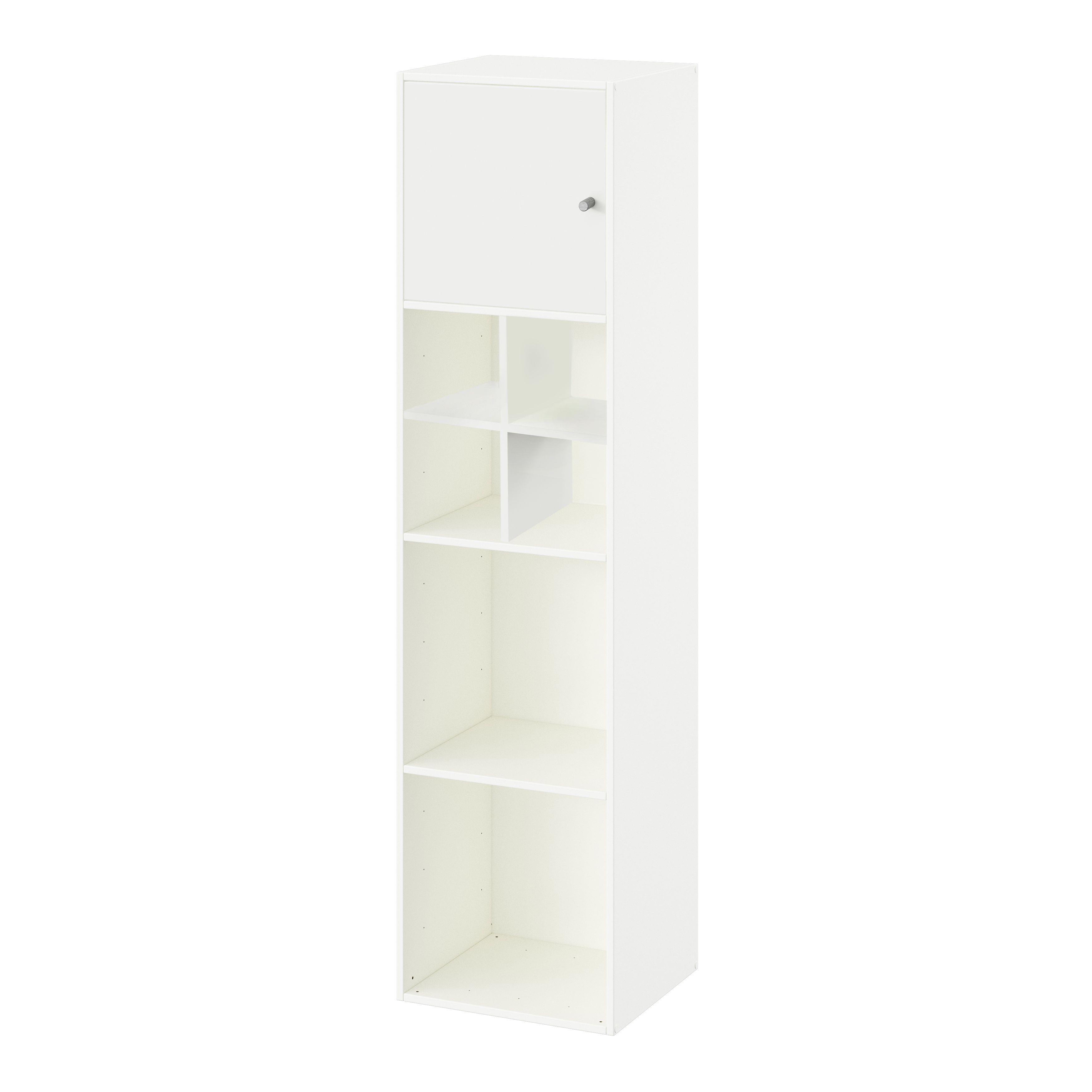 GoodHome Konnect White 1X4 Cube Storage unit kit with 1 door & divider ...