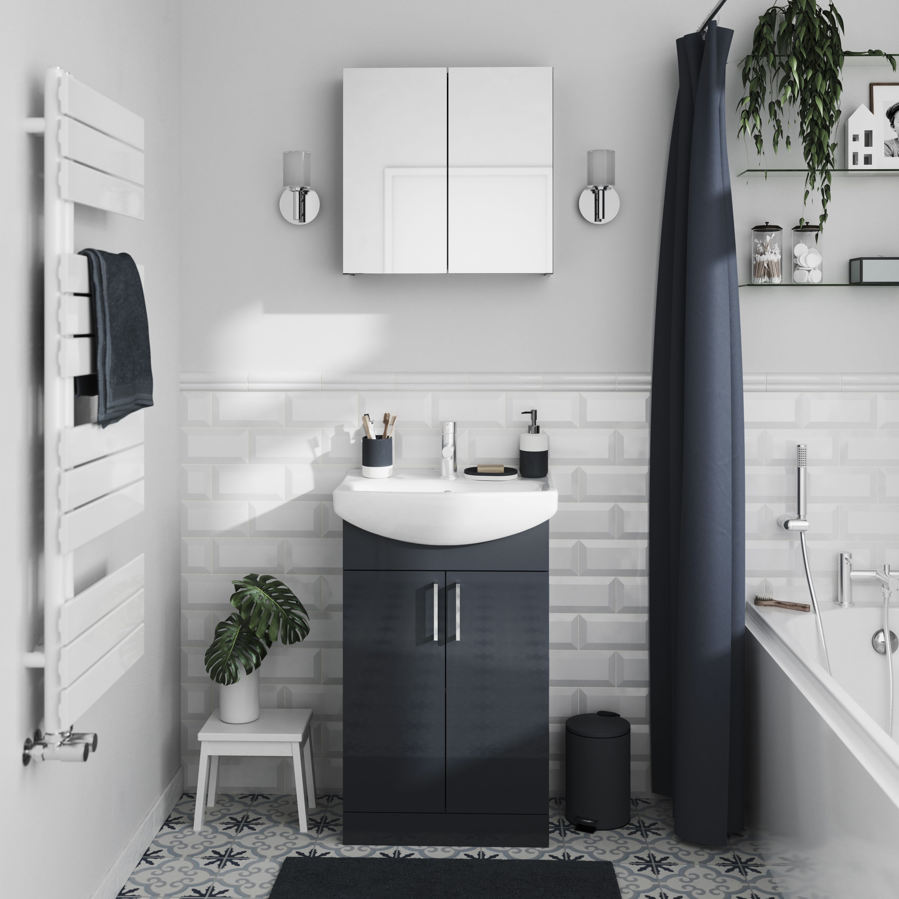 GoodHome Koros Midnight blue Metal Bin -3L