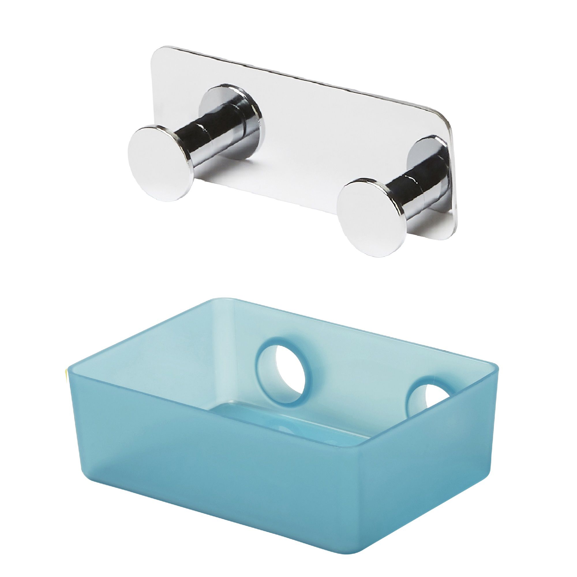 GoodHome Koros Translucent blue Plastic & steel Bathroom accessory set ...
