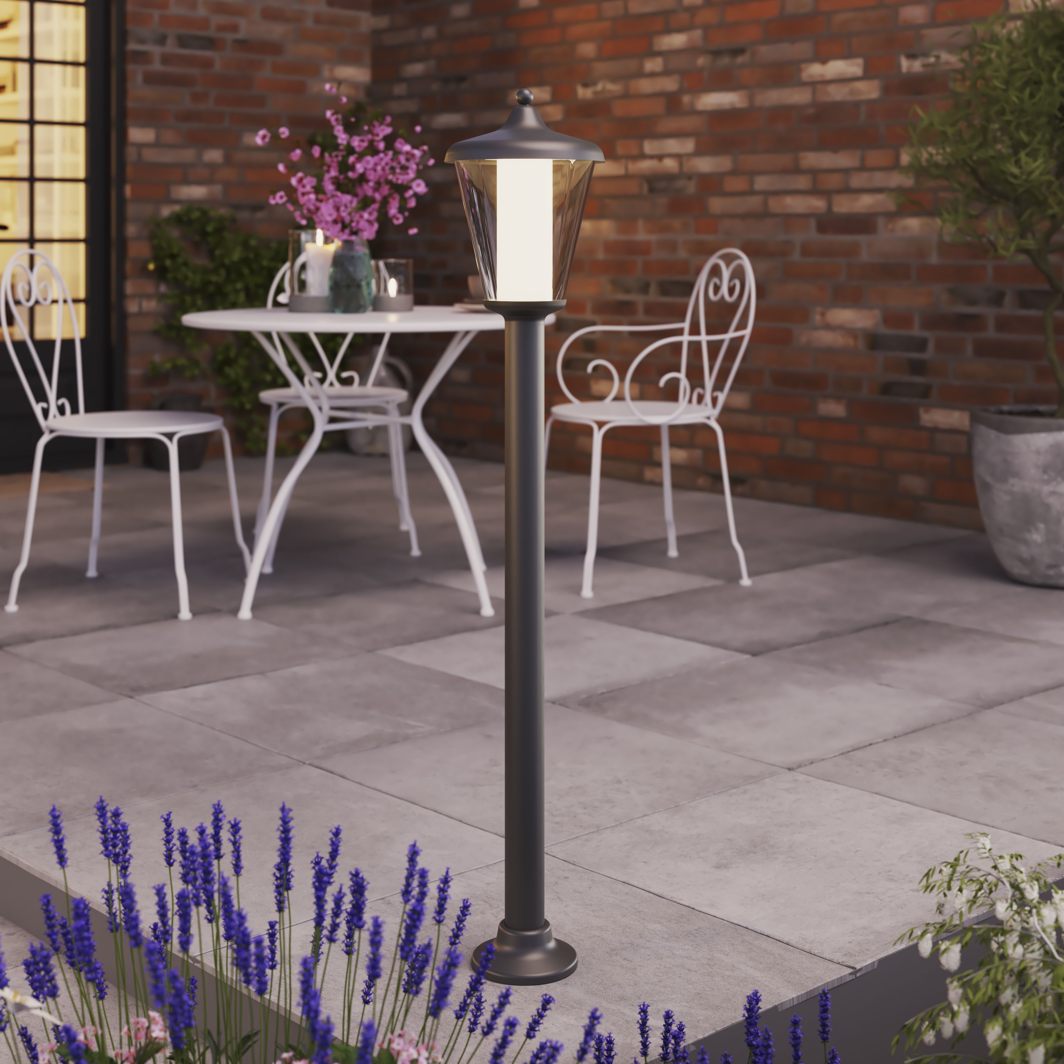 GoodHome Lantern Dark grey Mains-powered 1 lamp Integrated LED Outdoor ...