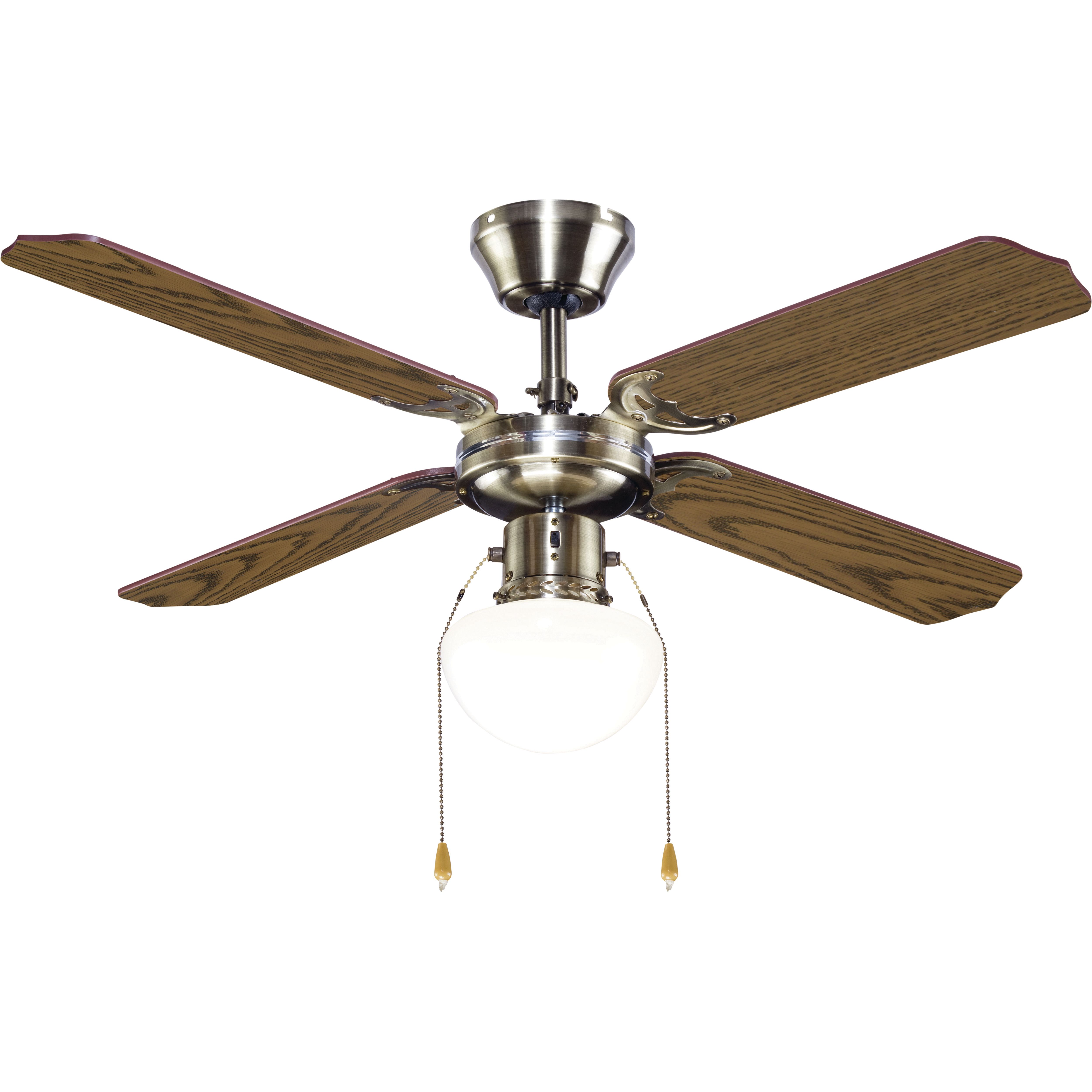 GoodHome Lari Traditional Antique brass effect Ceiling fan light