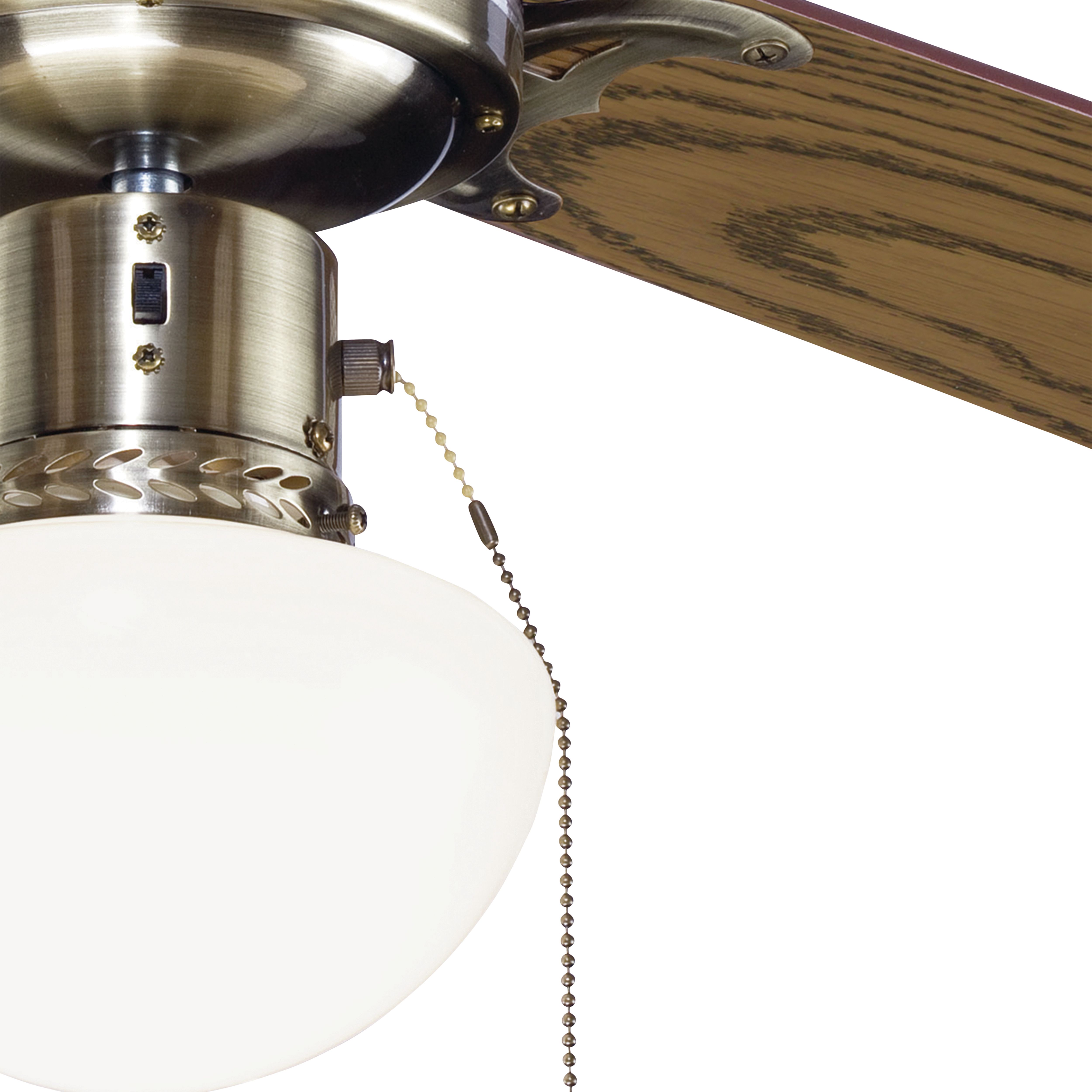 GoodHome Lari Traditional Antique brass effect Ceiling fan light