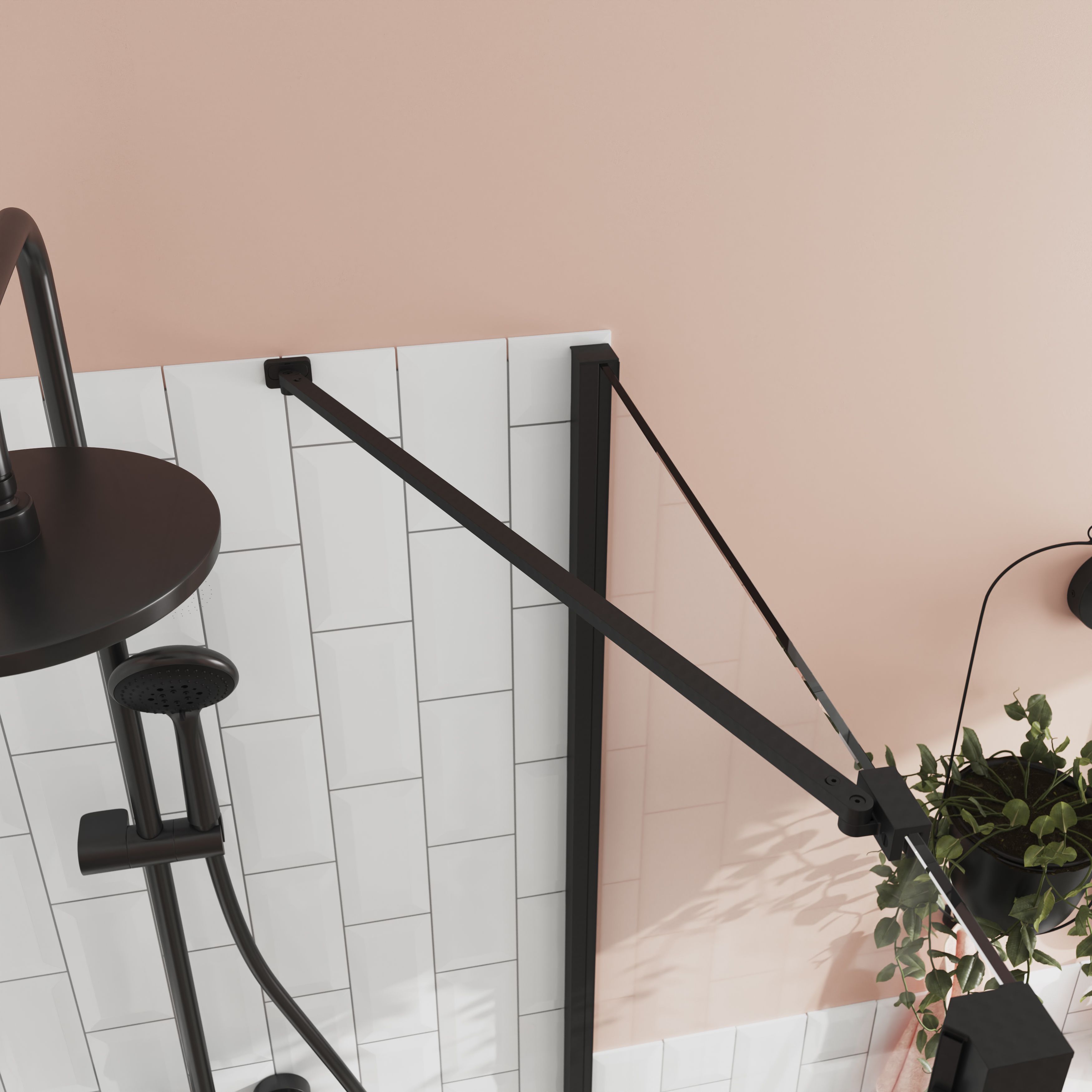 GoodHome Ledava Black Wall-mounted Support bar (L)70cm