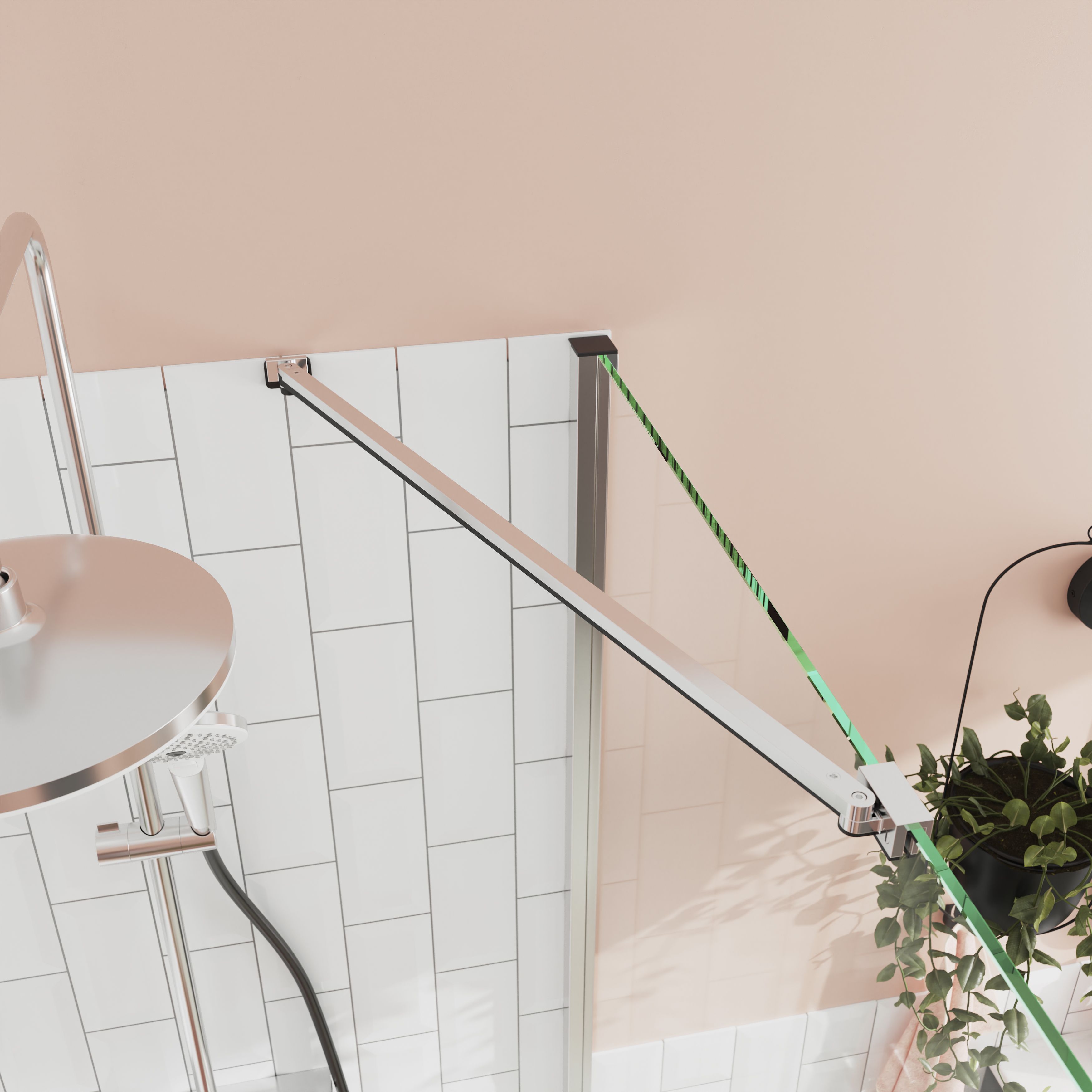 GoodHome Ledava Chrome effect Wall-mounted Support bar (L)70cm