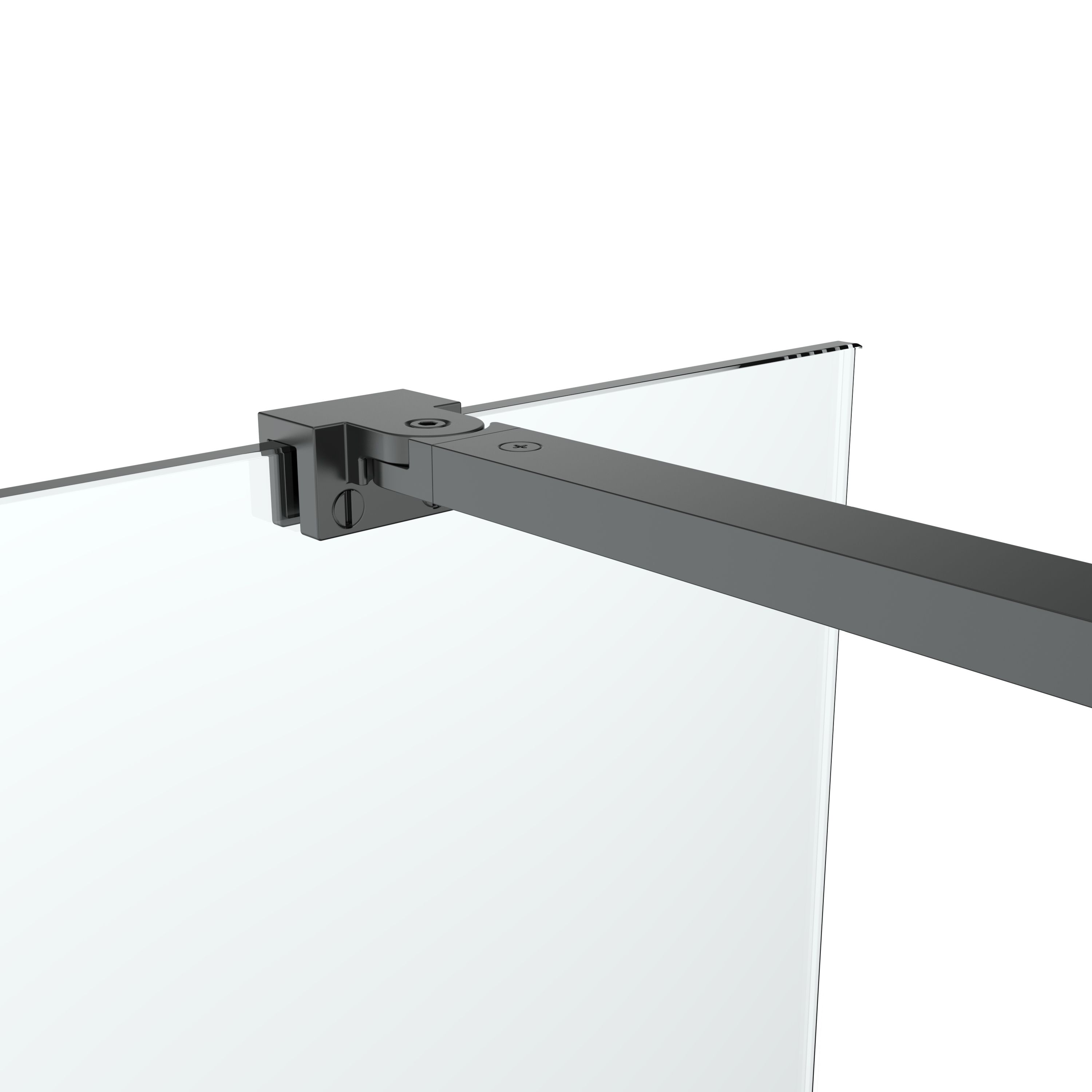 GoodHome Ledava Framed Black Clear Fixed Walk-in Front Walk-in shower ...