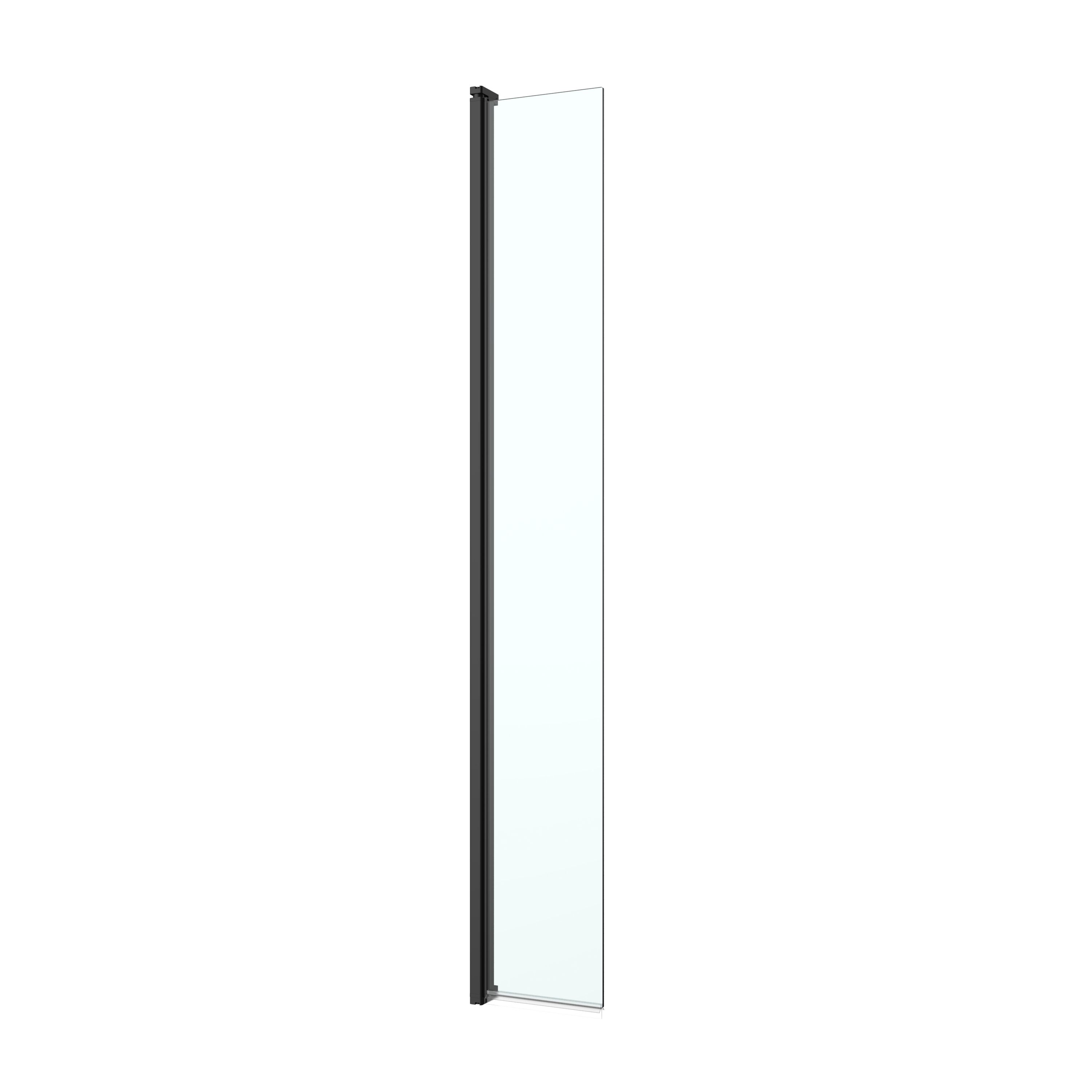 GoodHome Ledava Framed Black Clear Pivot Front Return panel (H)195cm (W ...