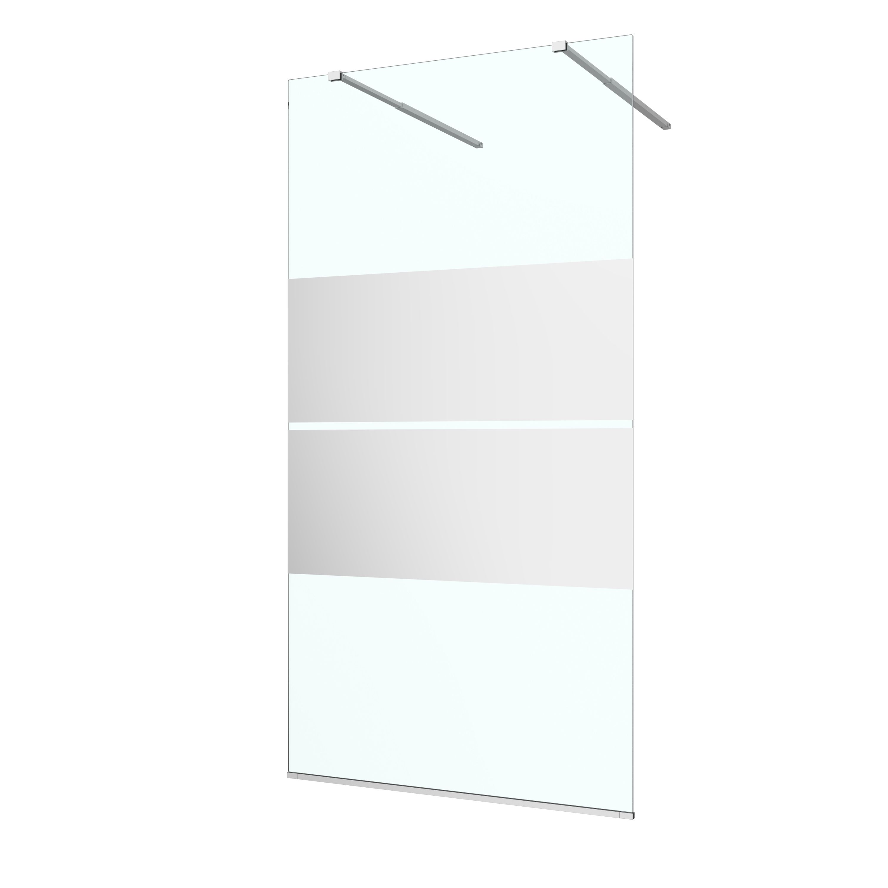 GoodHome Ledava Framed Chrome Mirror Fixed Walk-in Front Walk-in shower ...