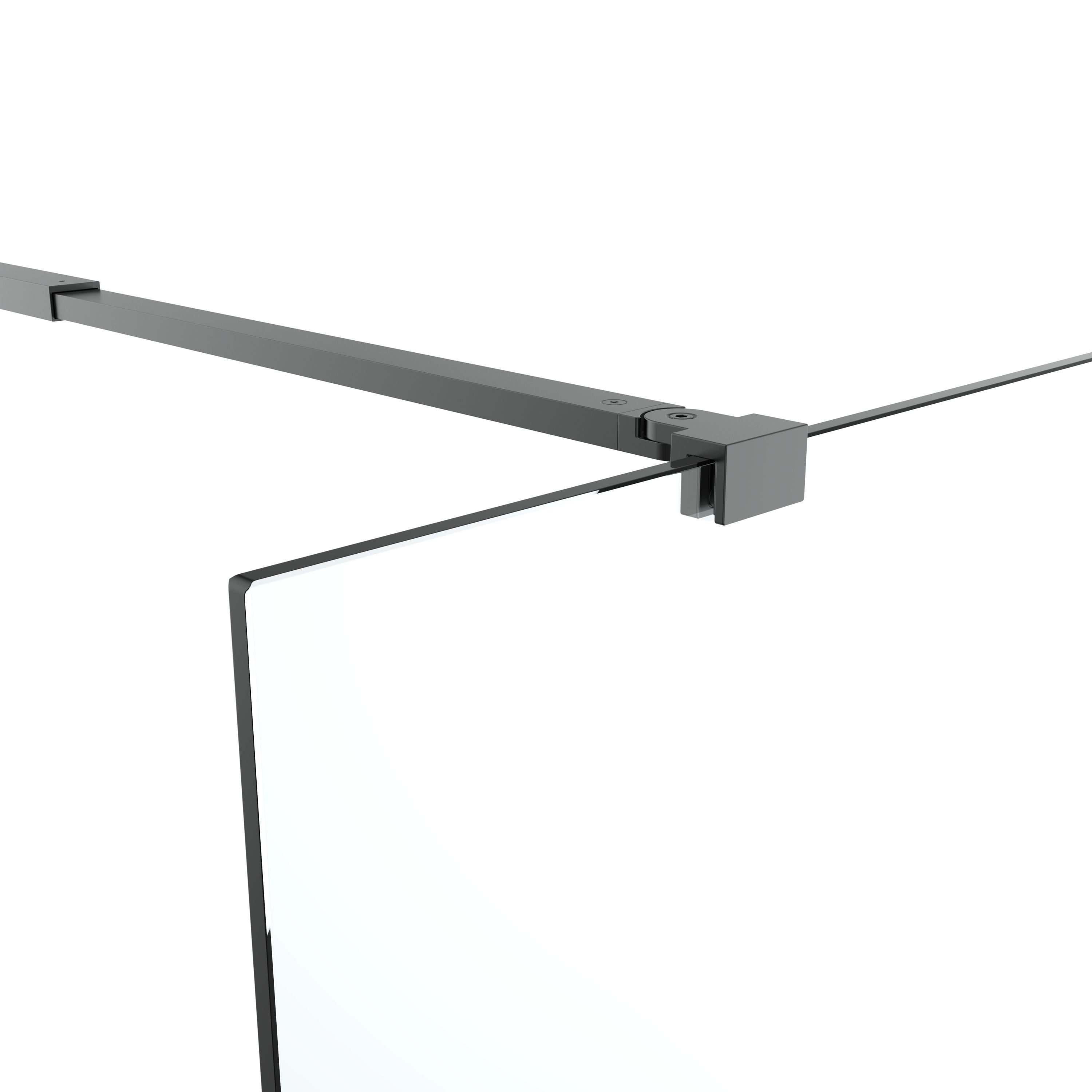 GoodHome Ledava Matt Black Clear Walk-in shower panel No design (H ...