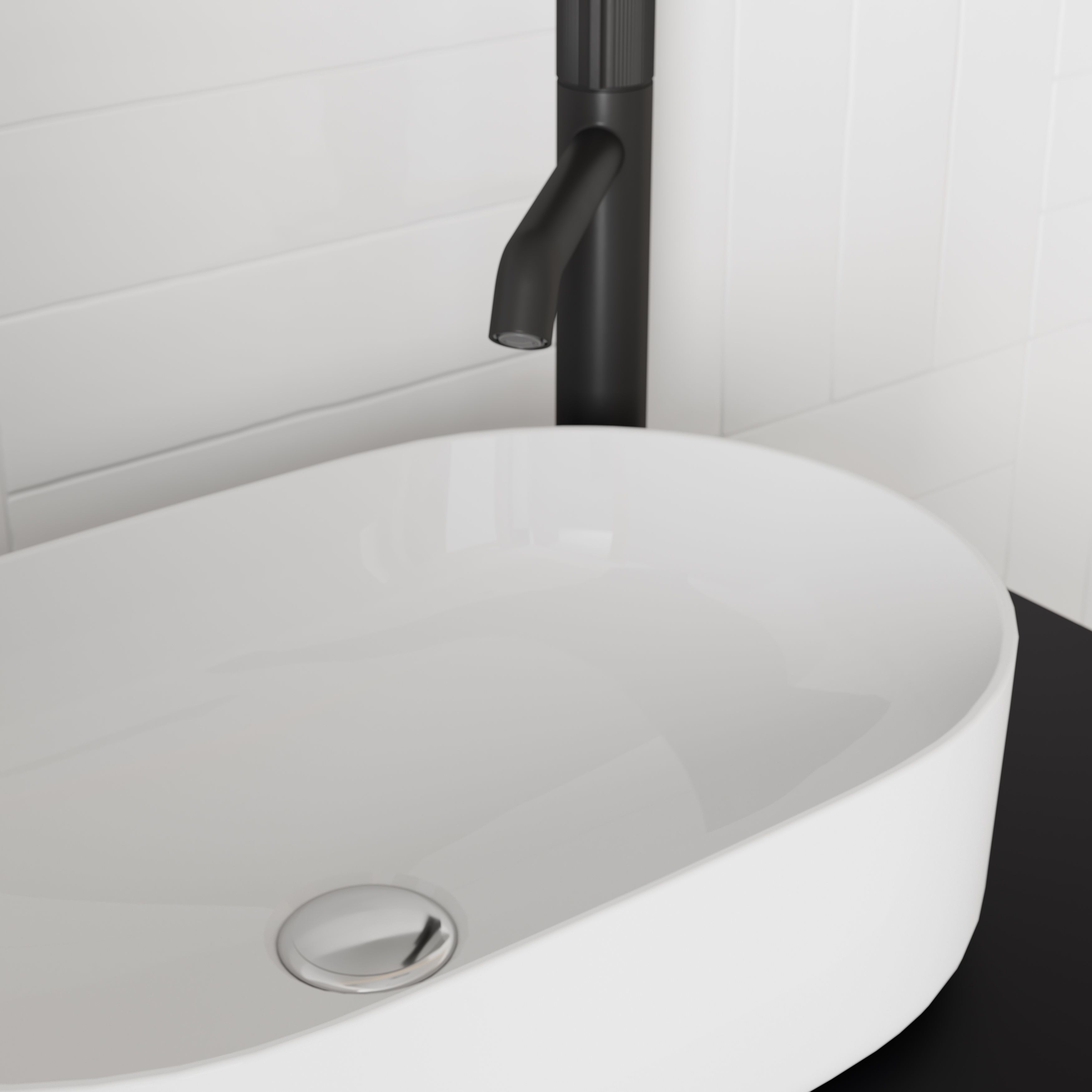GoodHome Levanna Slim Gloss White Oblong Counter top Basin (W)48cm