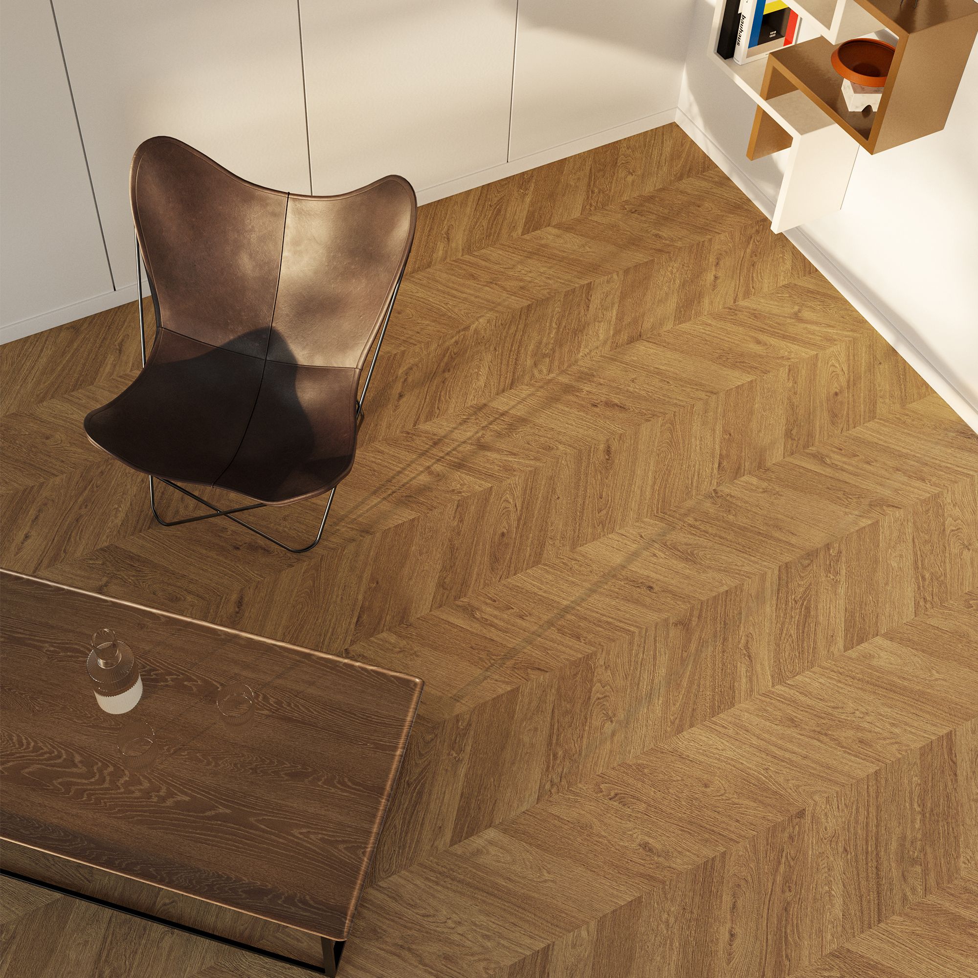 GoodHome Leyton Honey Chevron Wood effect Laminate Flooring, 1.72m²