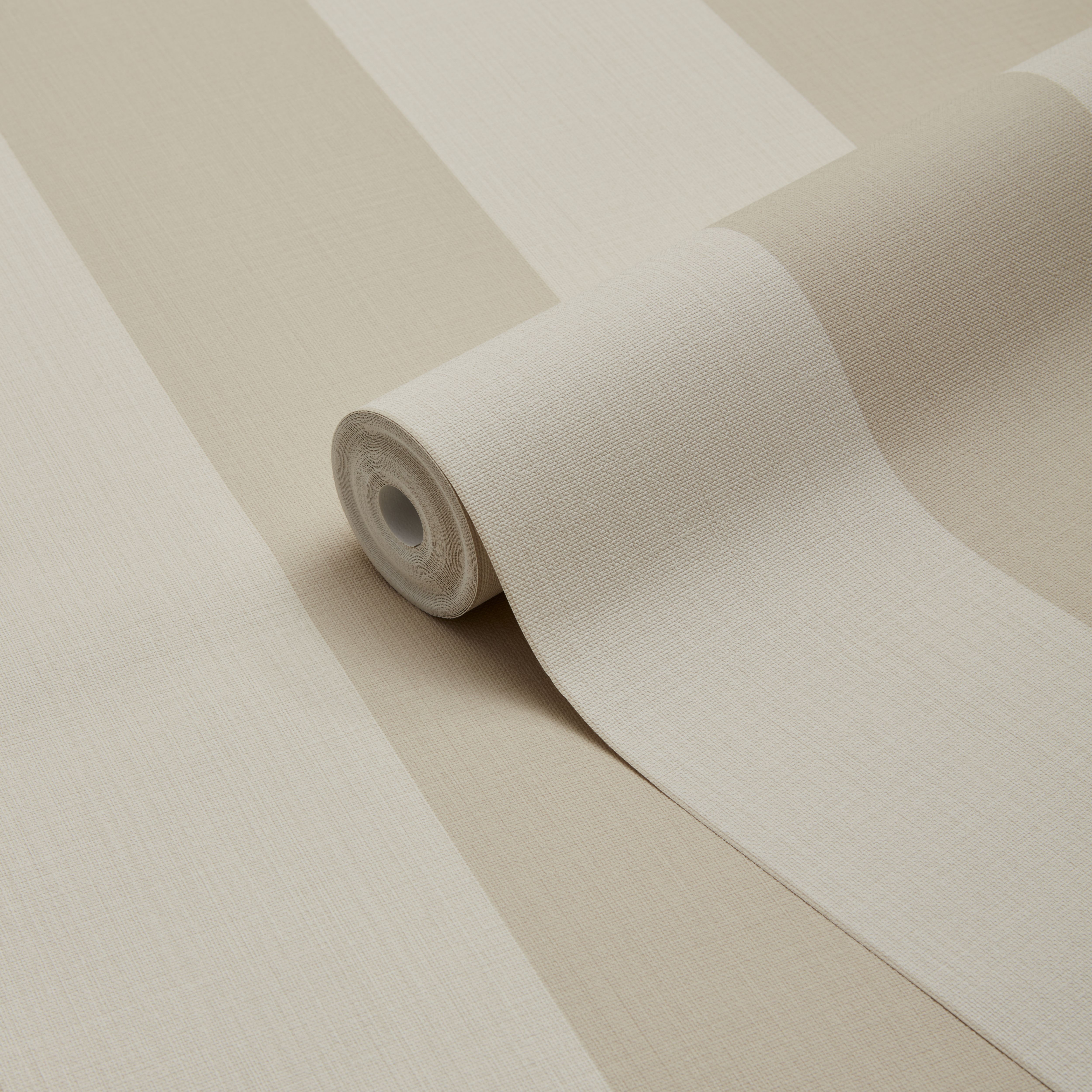GoodHome Linen Natural Fabric effect Stripe Embossed Wallpaper