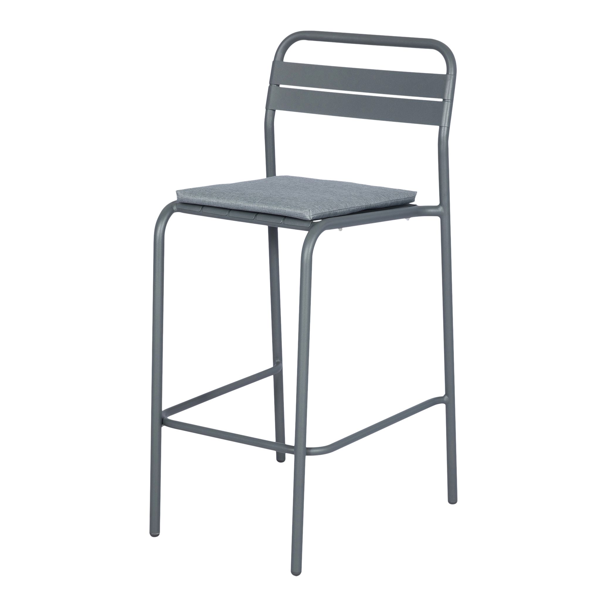 GoodHome Lithari Matt Grey Dark shadow Padded Bar stool