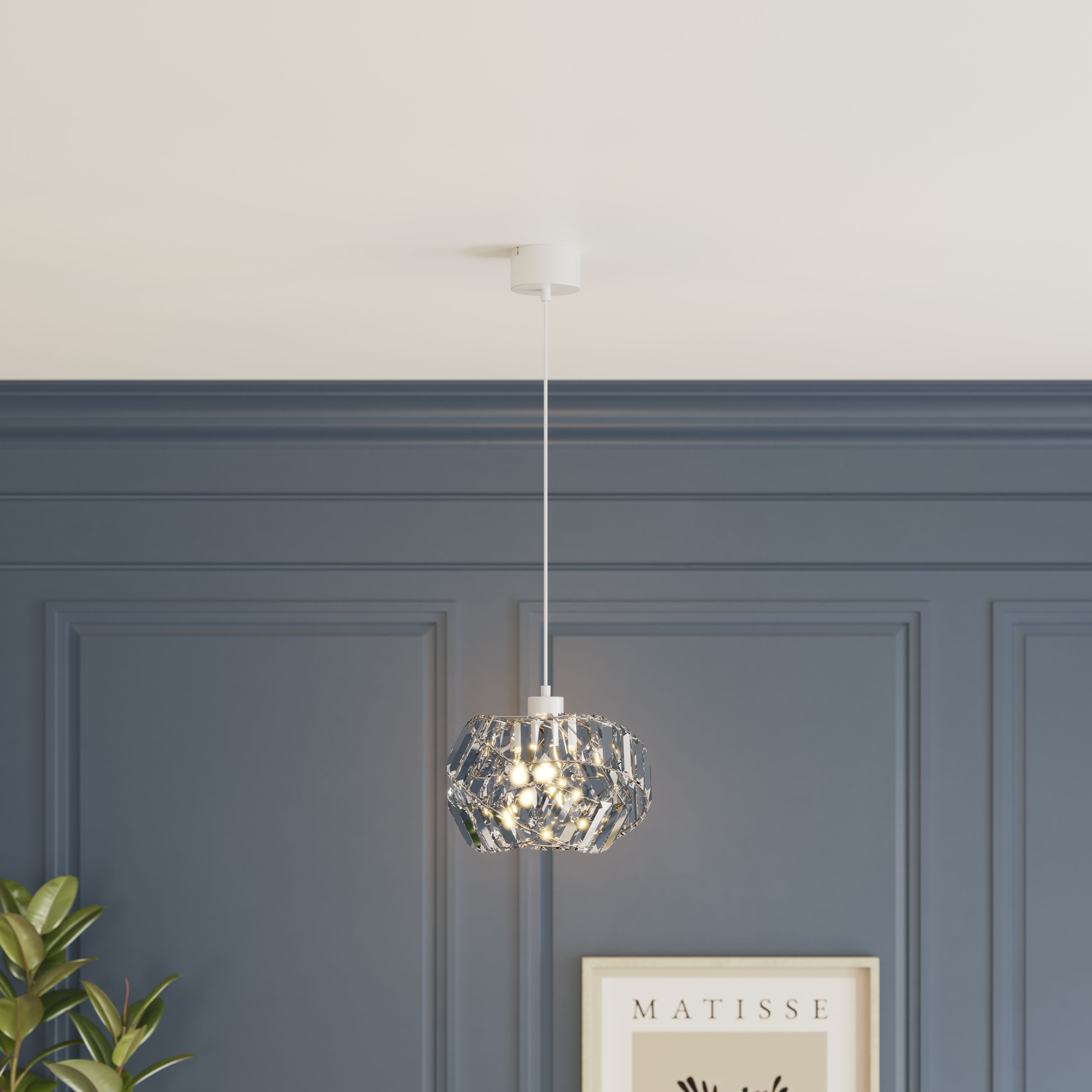 GoodHome Loddon Clear Chrome effect Round Crystal Round Lamp shade (D)30cm