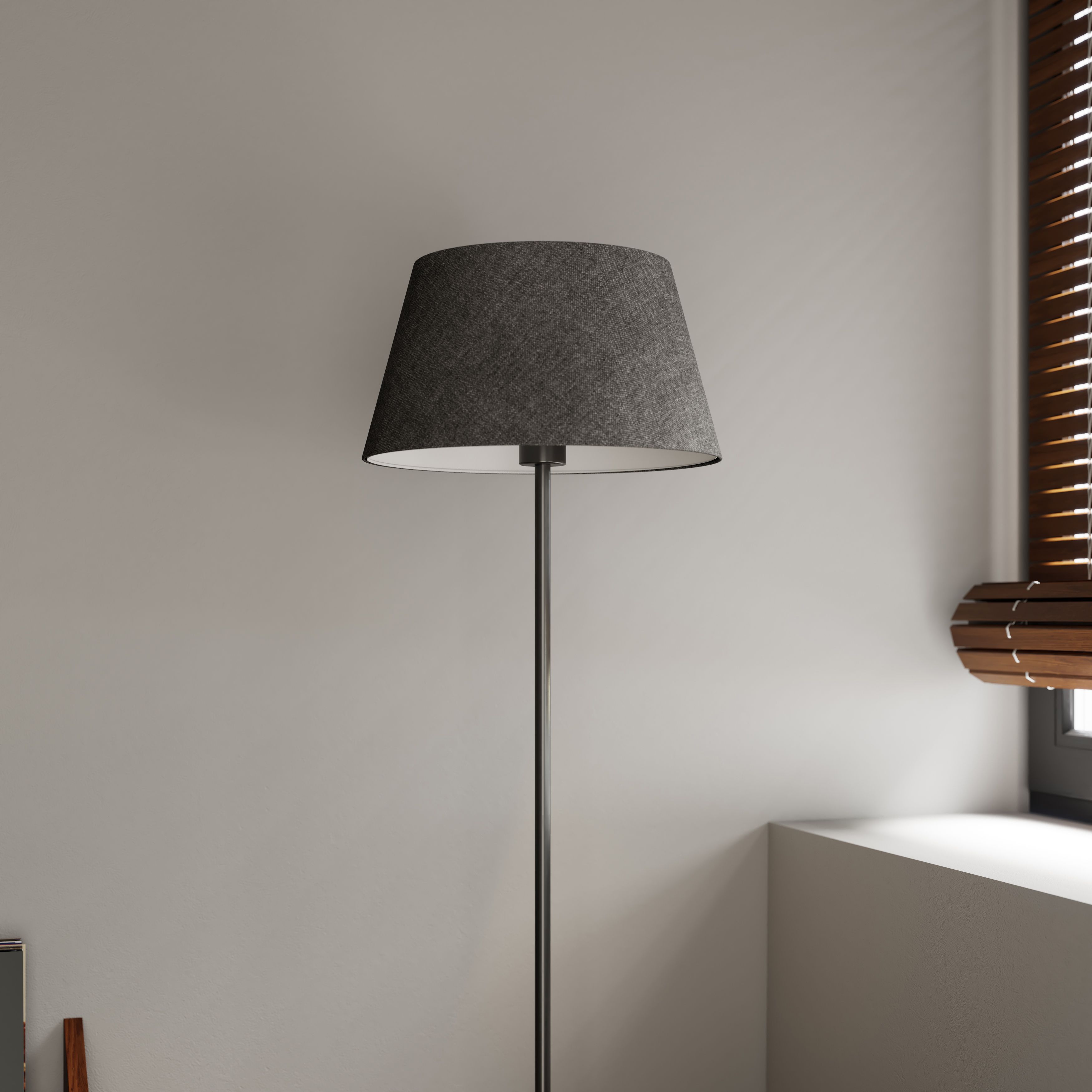 GoodHome Lokombi Charcoal Coolie Conical Lamp shade (D)35cm
