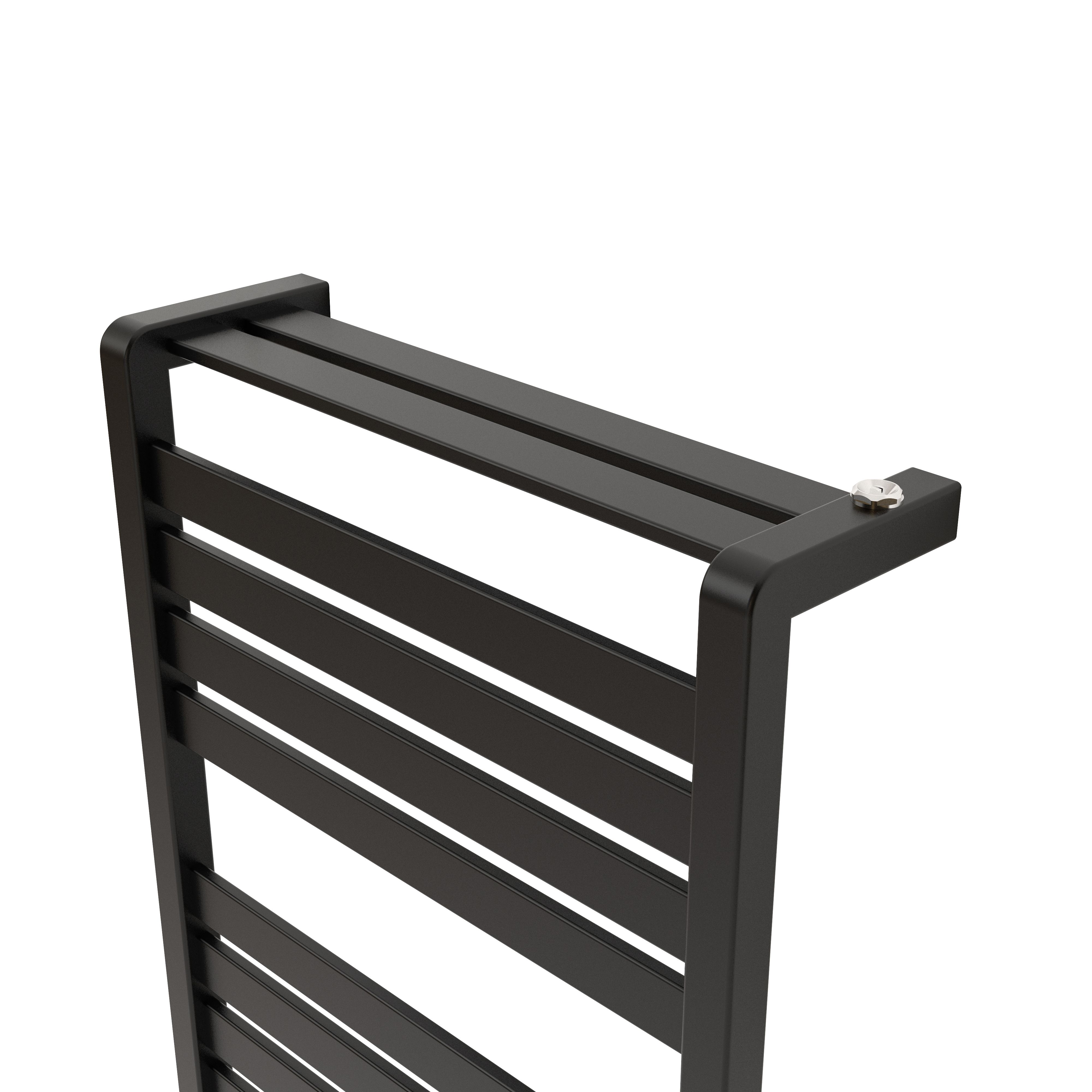 GoodHome Loreto Anthracite Flat Towel warmer (W)500mm x (H)1000mm