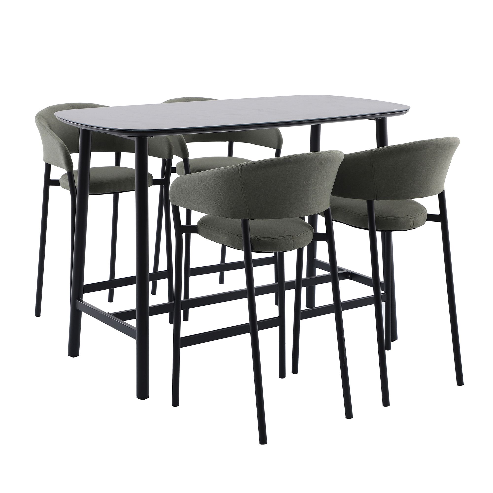 GoodHome Lucala Metal Black 4 seater Square Dining table