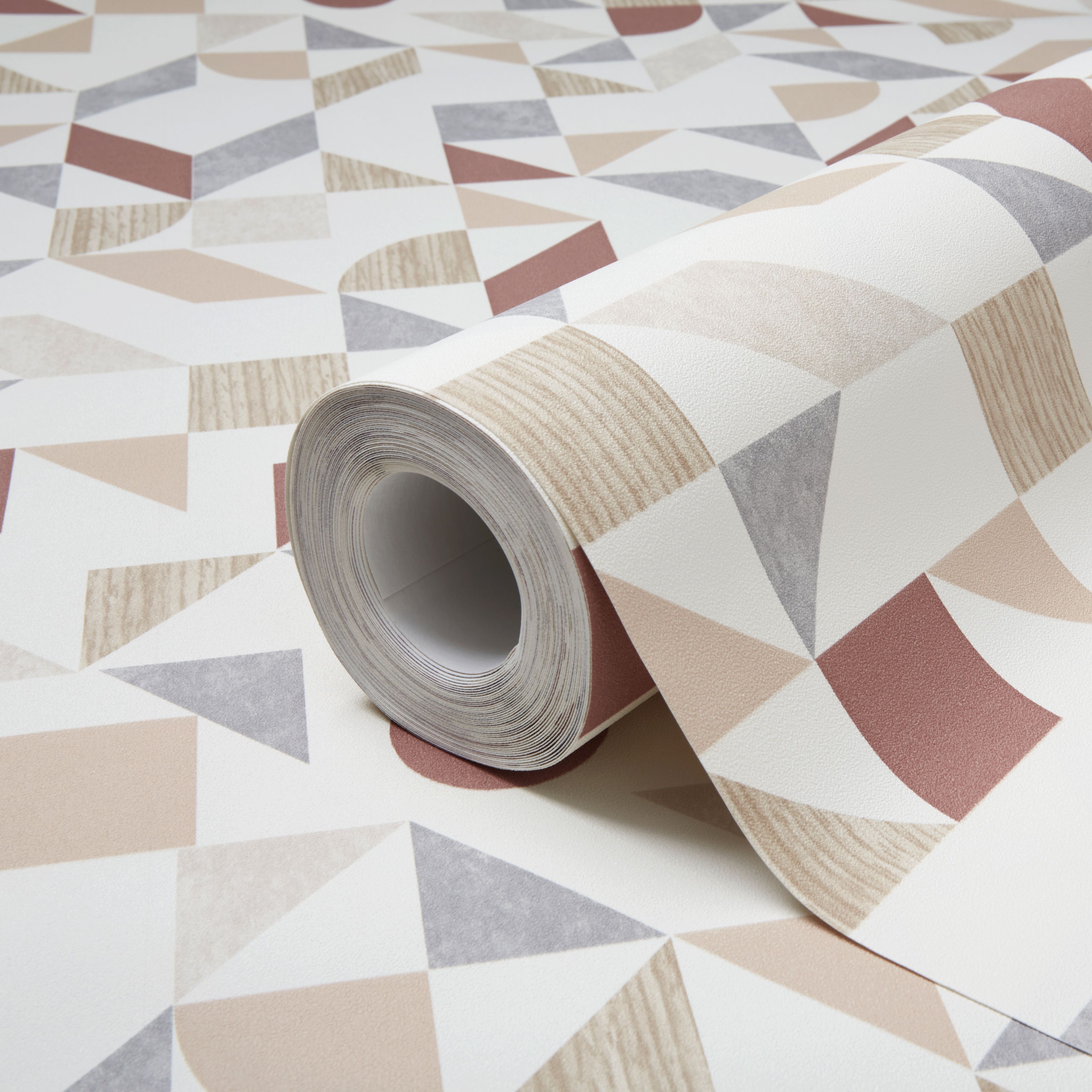 GoodHome Lushy Pink Geometric Textured Wallpaper | DIY at B&Q