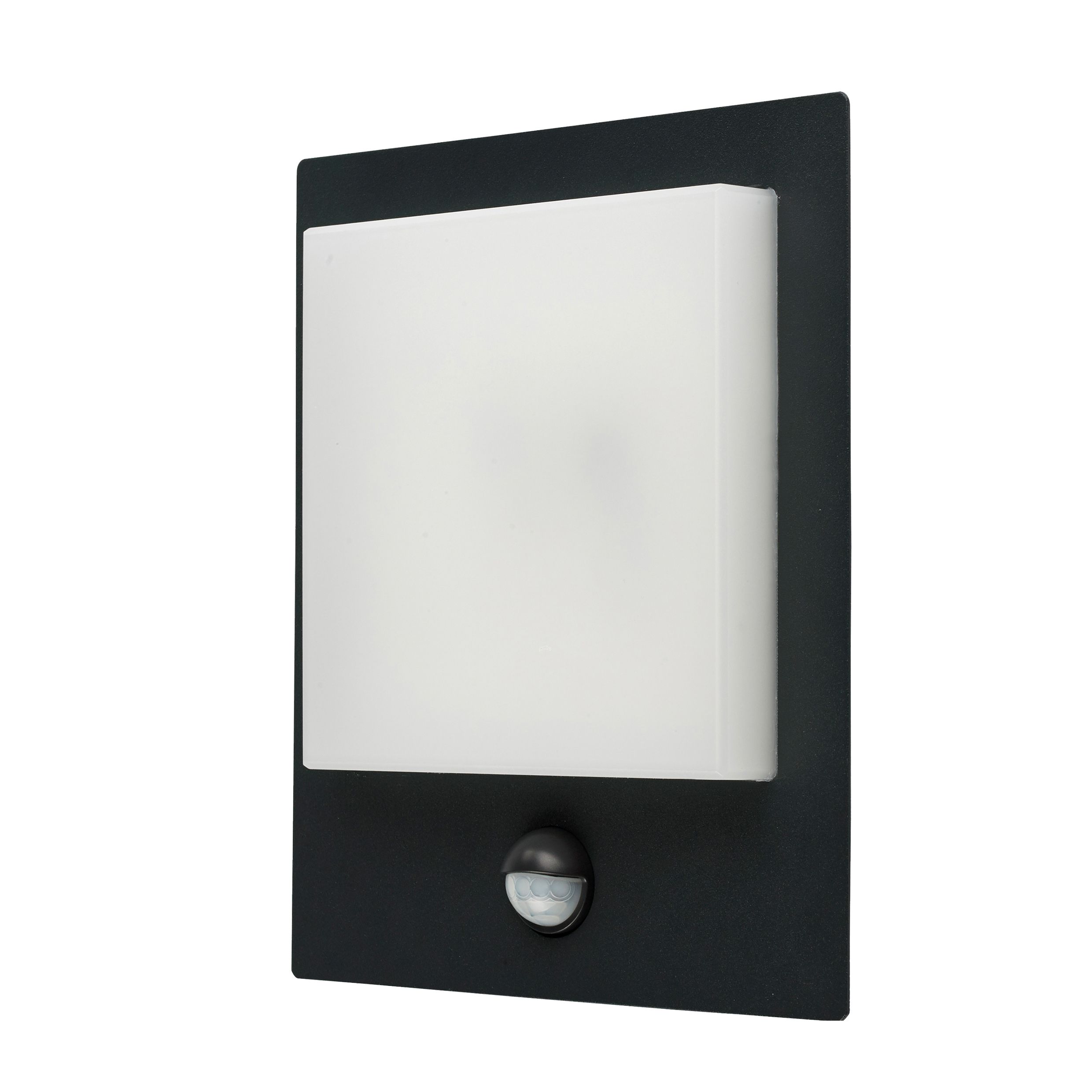 GoodHome Lutak Fixed Matt Dark grey Integrated LED PIR With motion ...