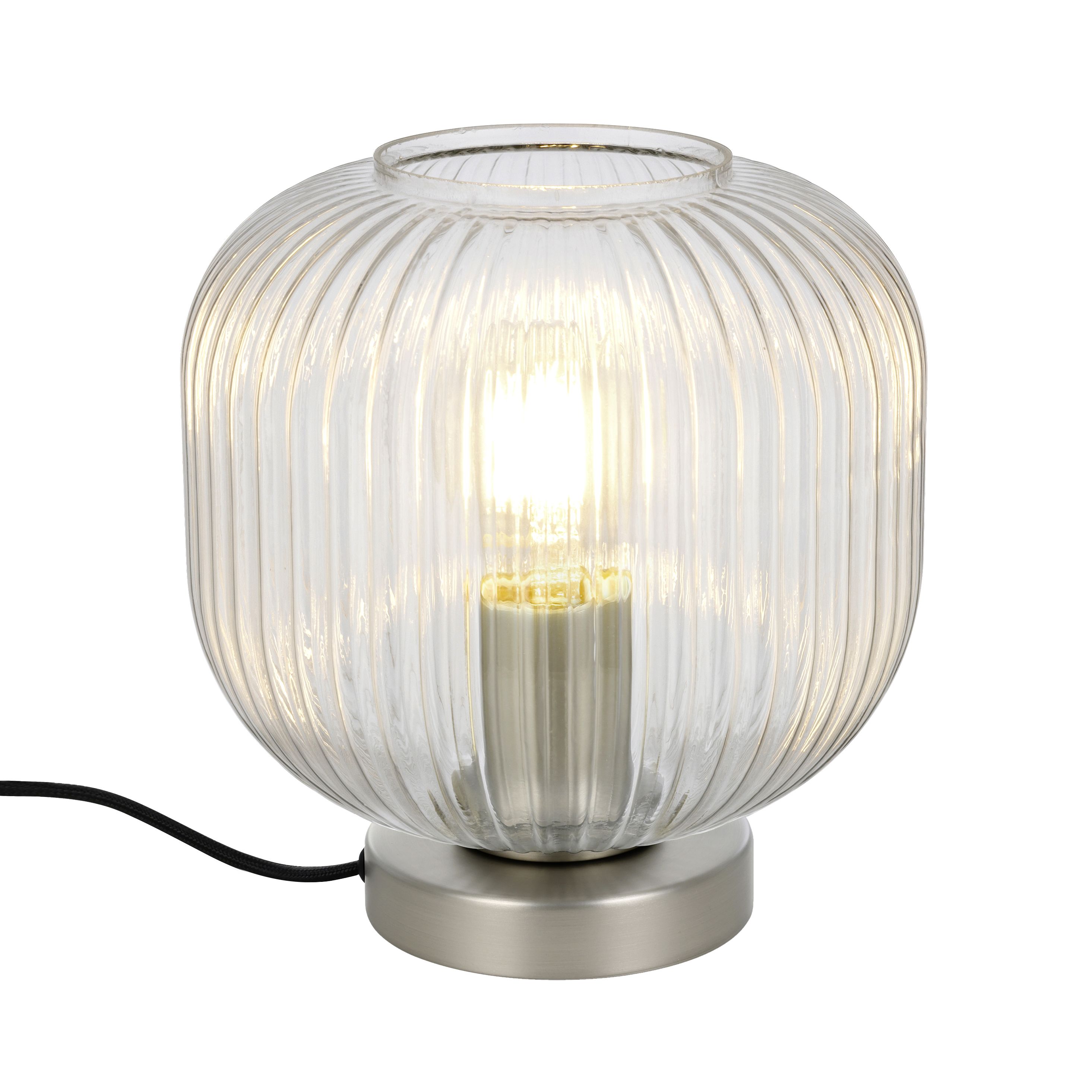 GoodHome Lybia Round Brushed Satin Pewter effect Eco halogen Table lamp