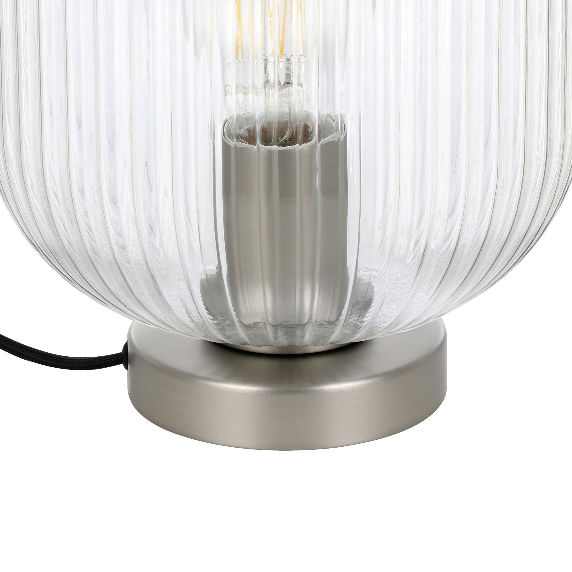 GoodHome Lybia Round Brushed Satin Pewter effect Eco halogen Table lamp