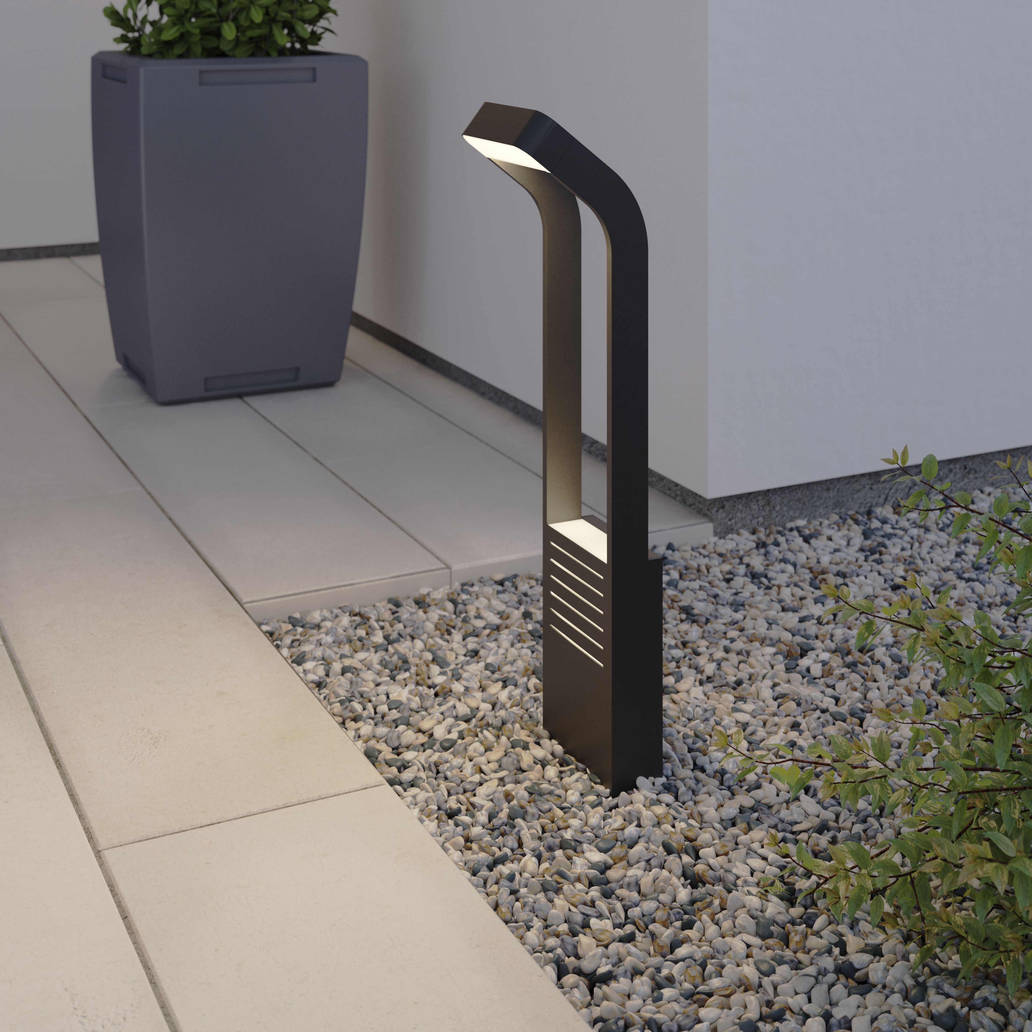 GoodHome Majorca Black Mains-powered 1 lamp Integrated LED Outdoor Post ...
