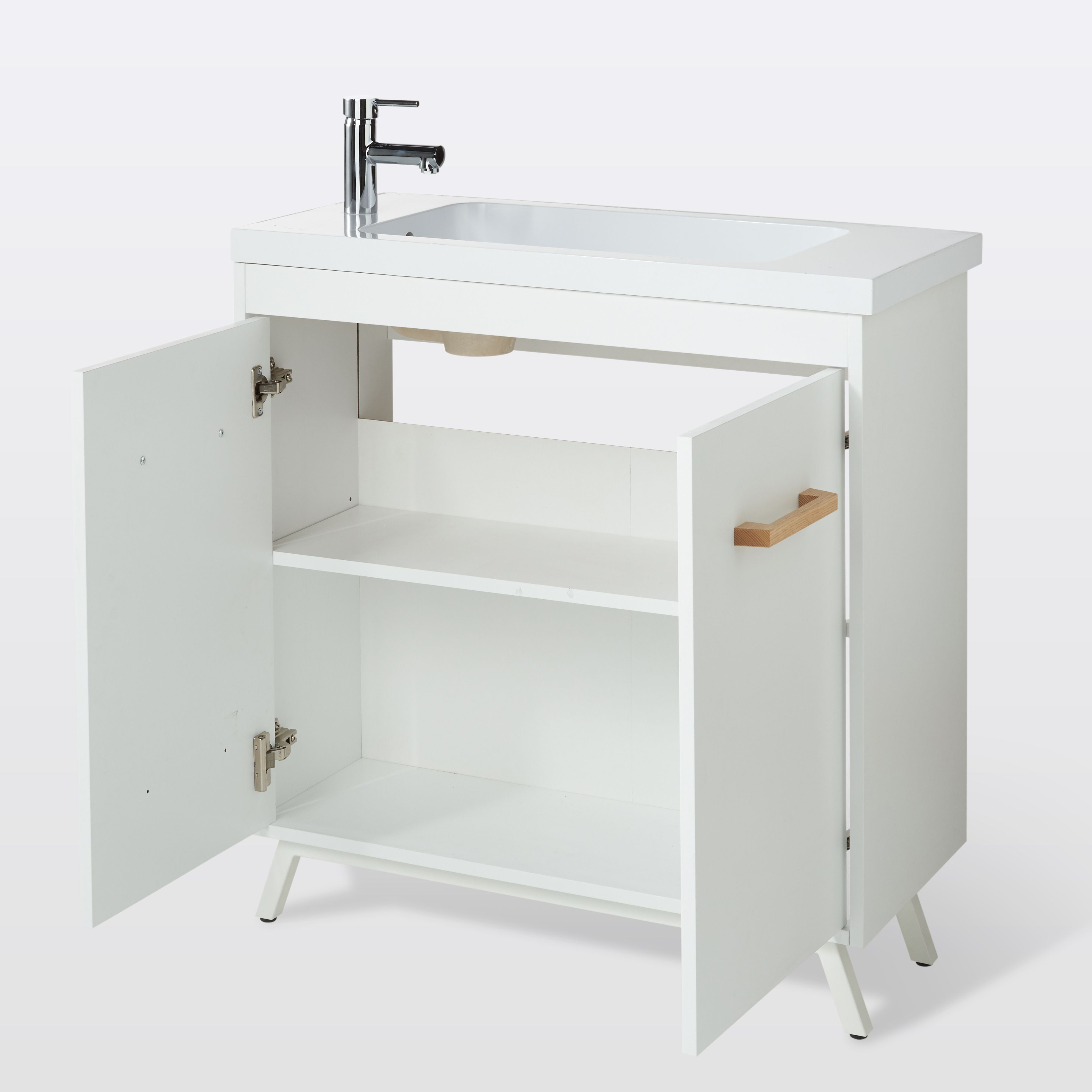 GoodHome Makonda White Rectangular Counter top Basin (W)80.4cm