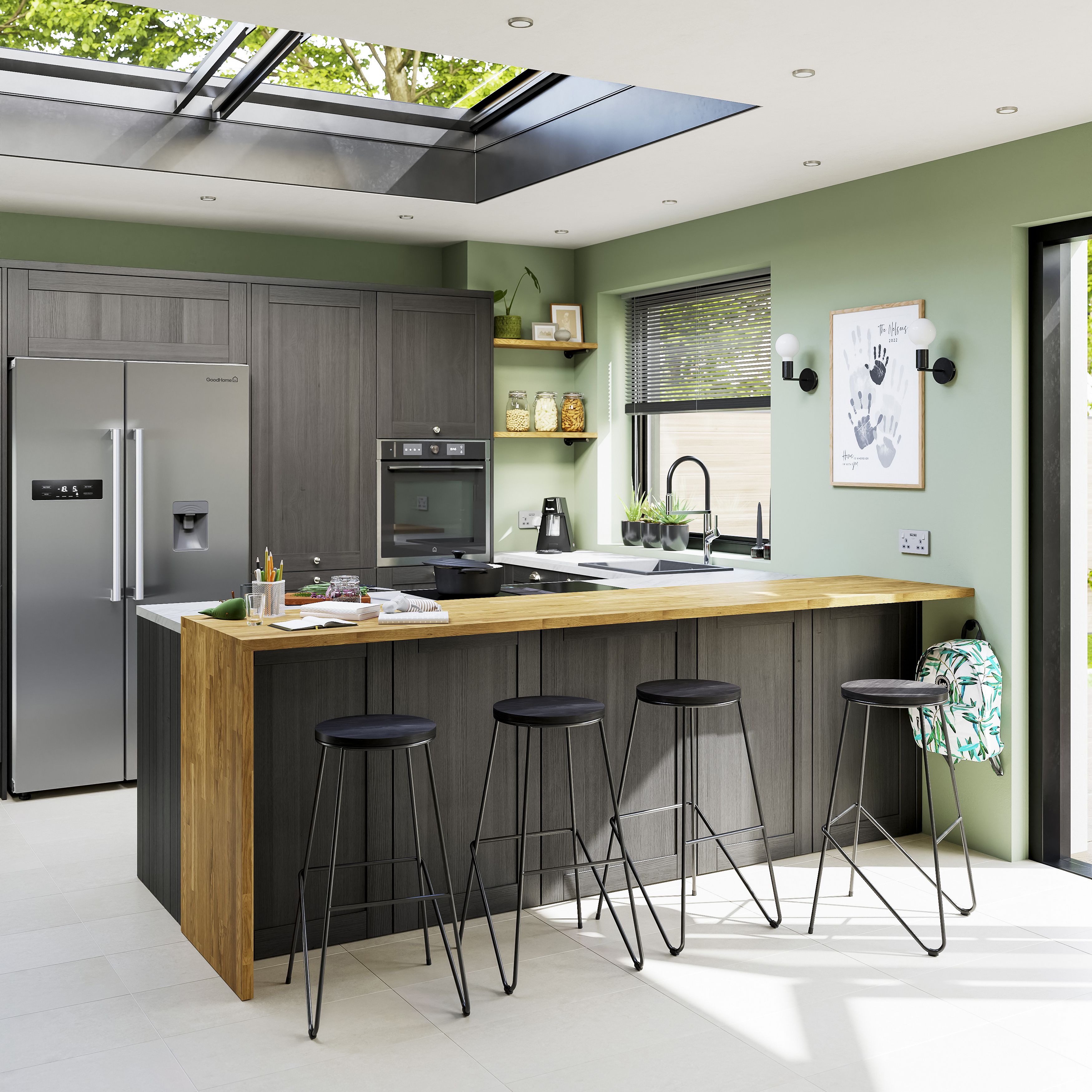 GoodHome Maloux Black Bar stool