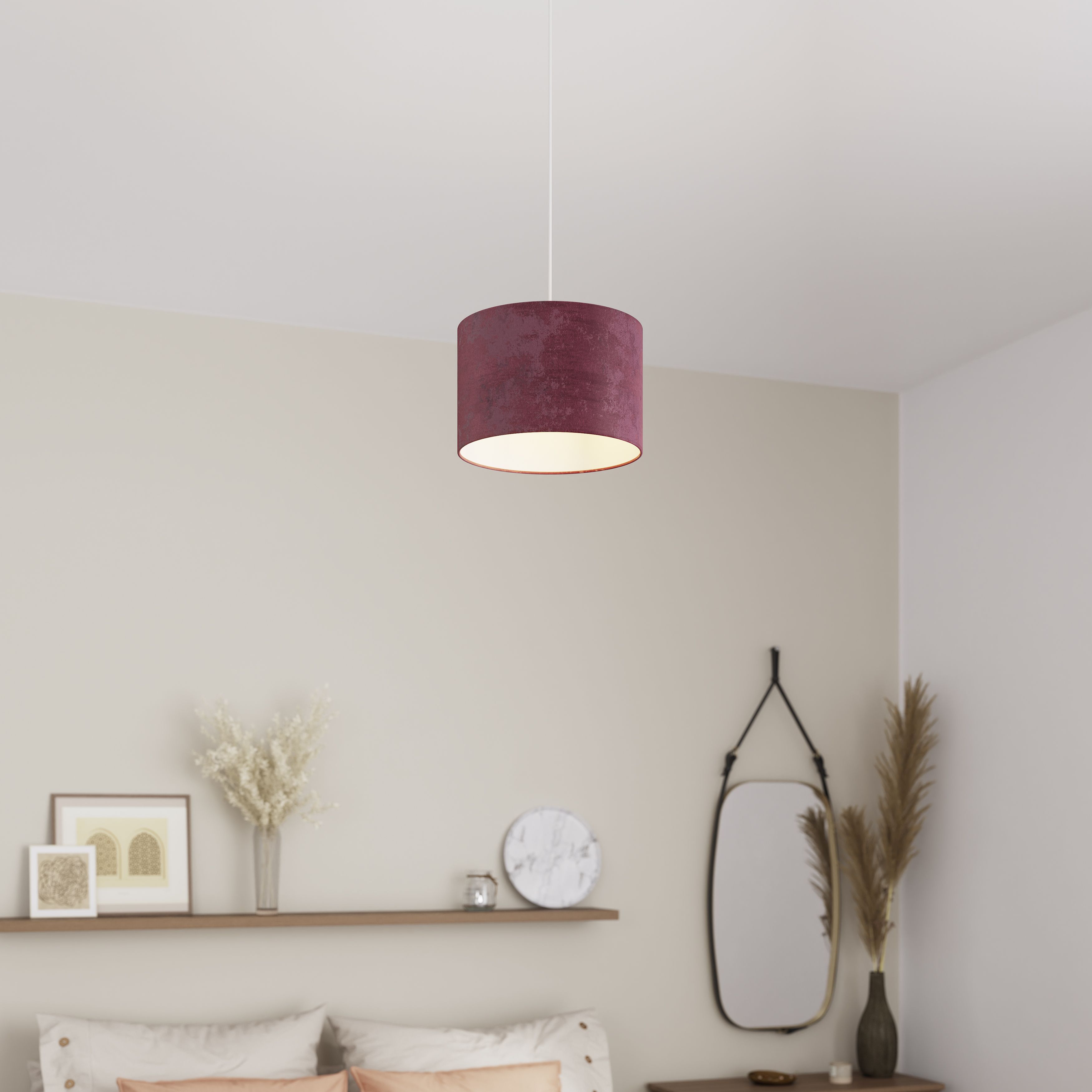 GoodHome Maltby Pink Round Lamp shade (D)30cm Available for Click + Collect
