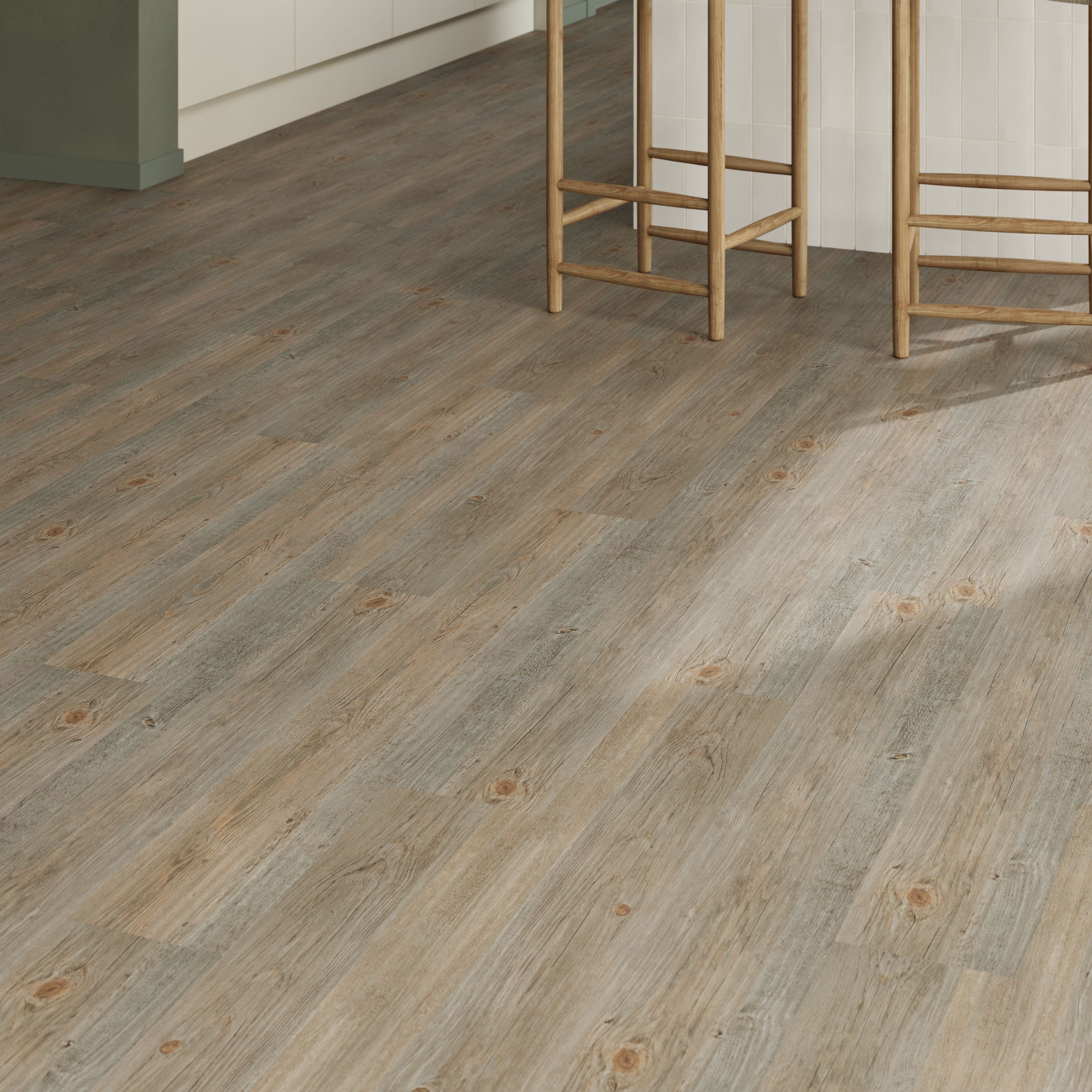 GoodHome Mambo Brown & Blue Distressed Wood effect Synchronic Click ...