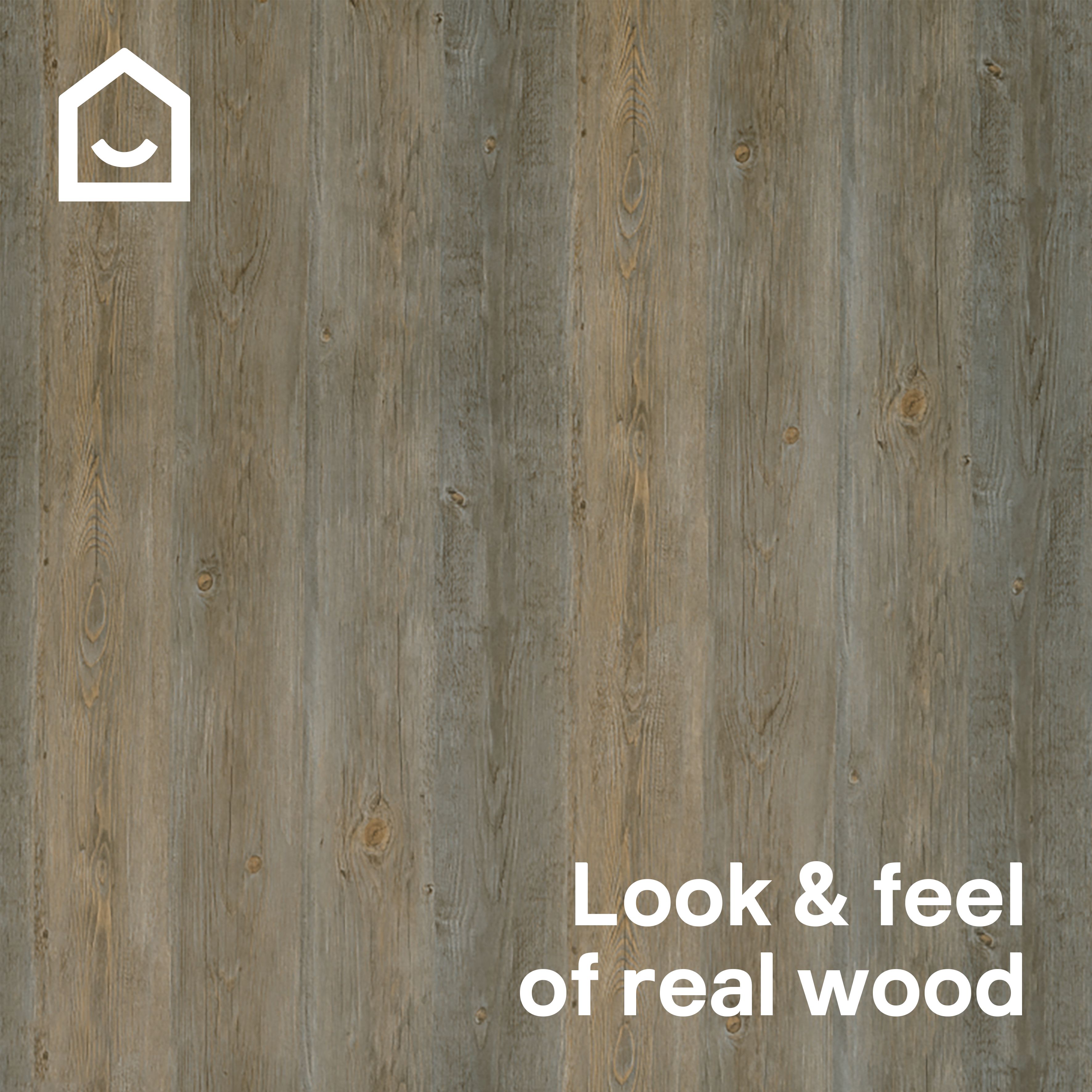 GoodHome Mambo Brown & Blue Distressed Wood effect Synchronised Click ...