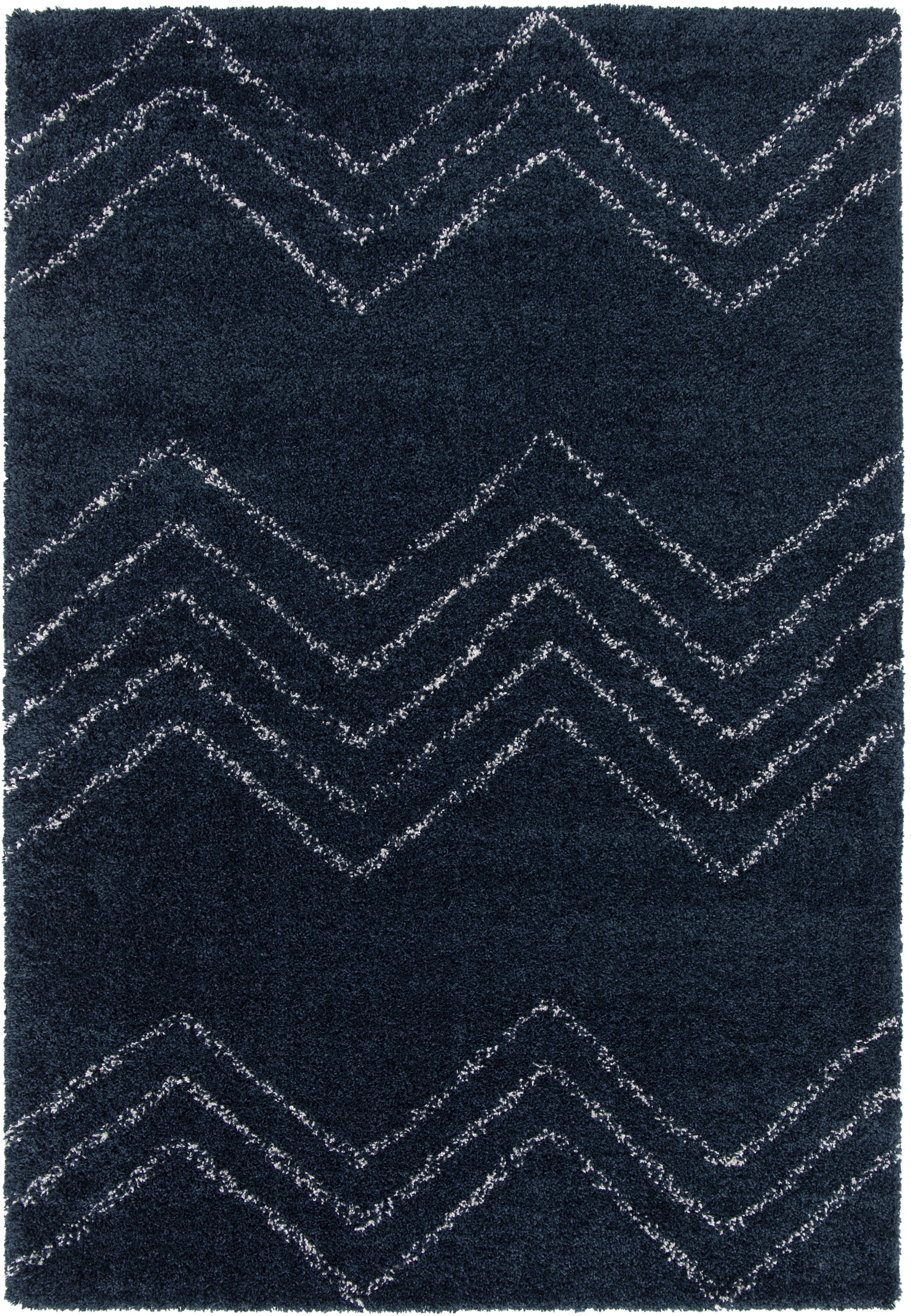 GoodHome Manzo Dark blue Striped Large Rug, (L)230cm x (W)160cm | DIY ...