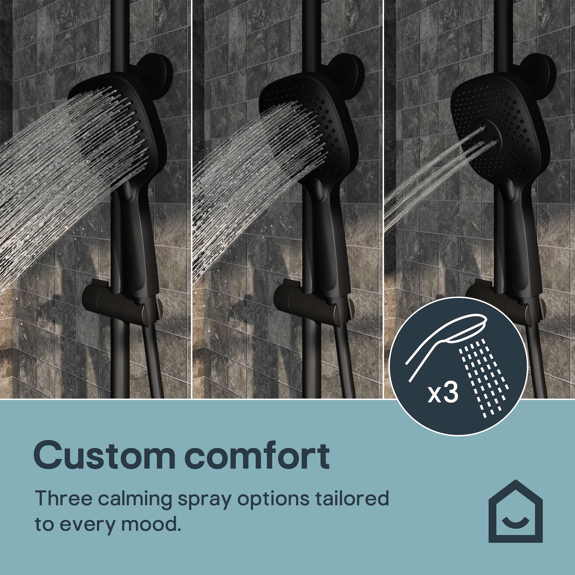 GoodHome Matt Black Thermostatic Mixer Multi head shower with 2 heads ...