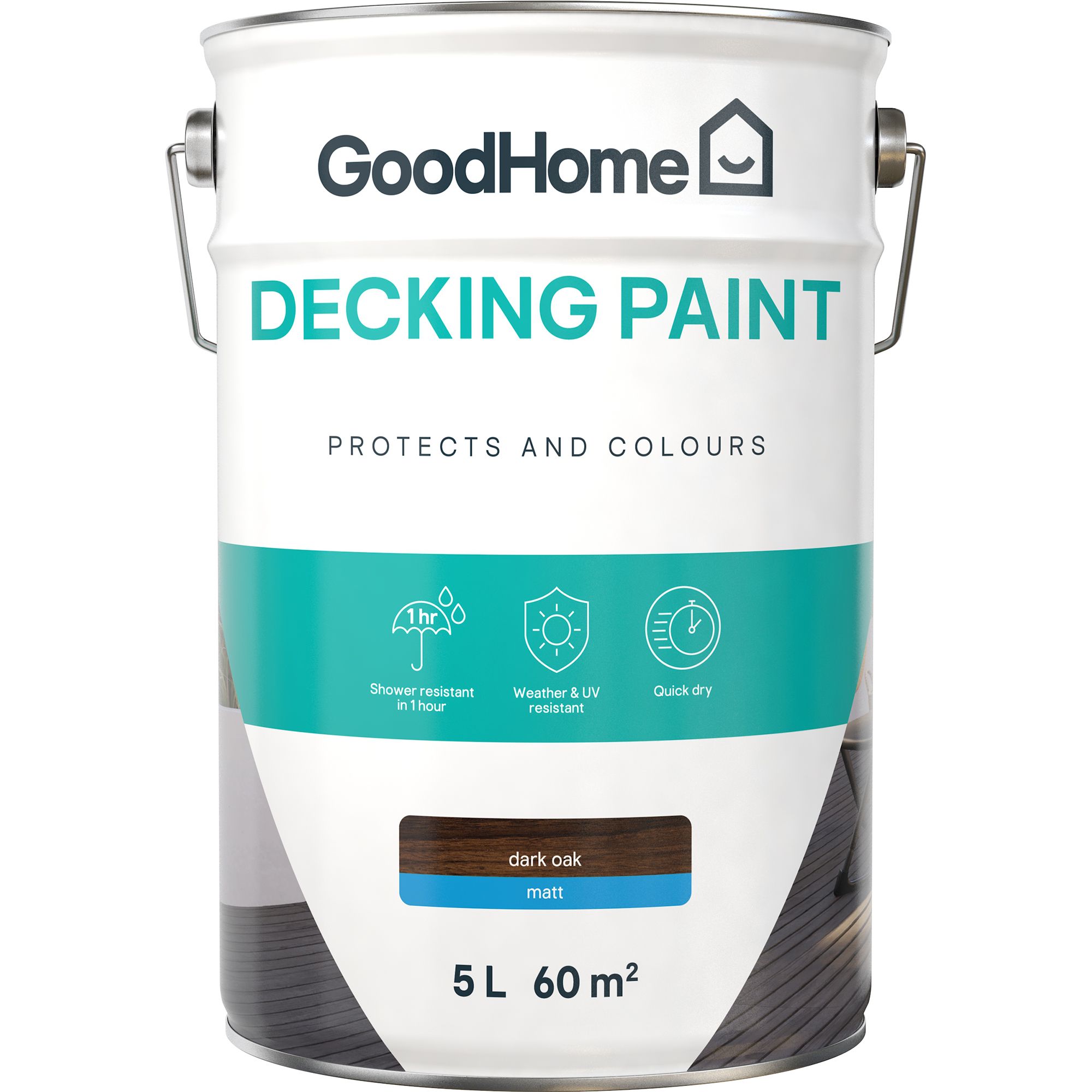 GoodHome Matt Dark Oak Decking paint, 5L