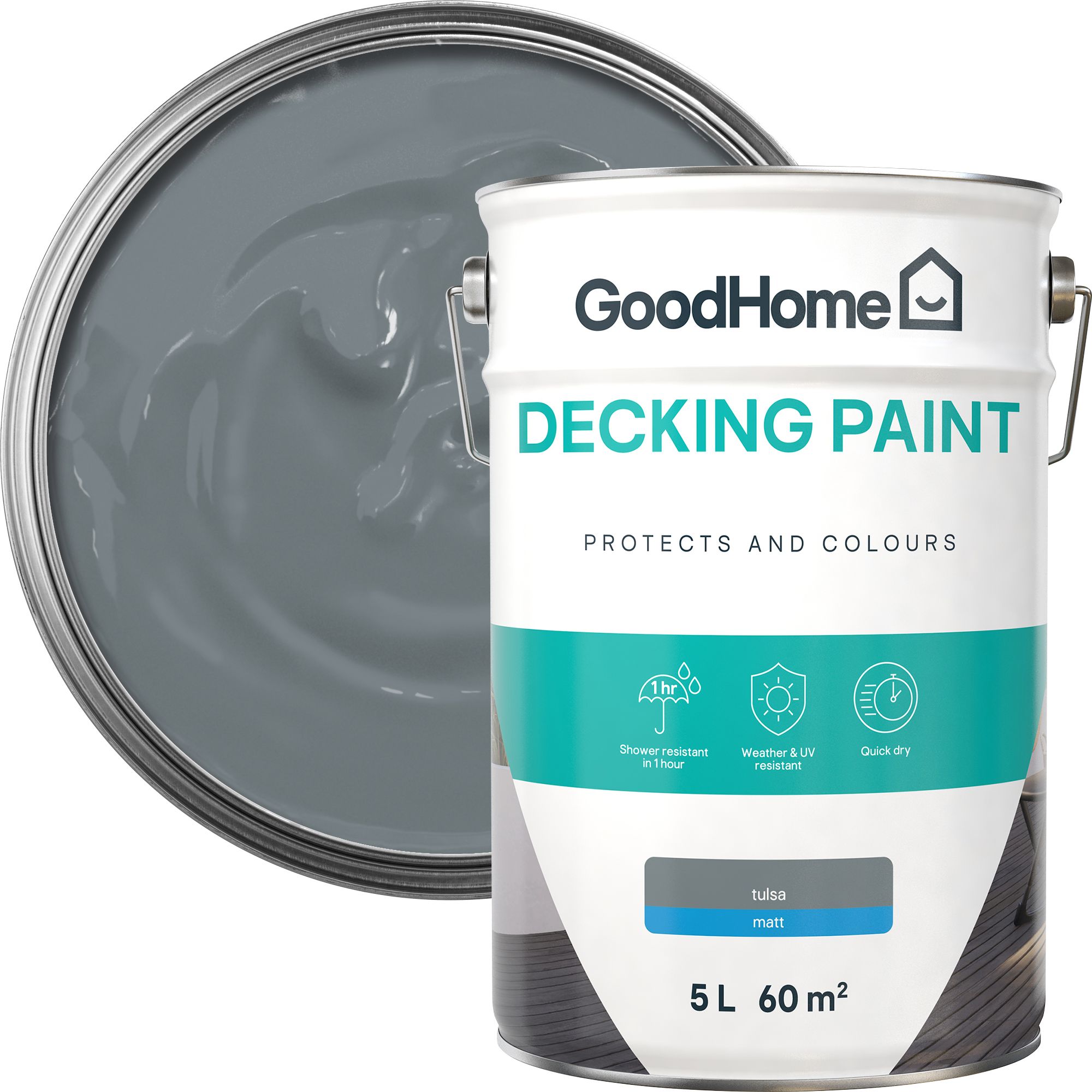 GoodHome Matt Tulsa Decking paint, 5L