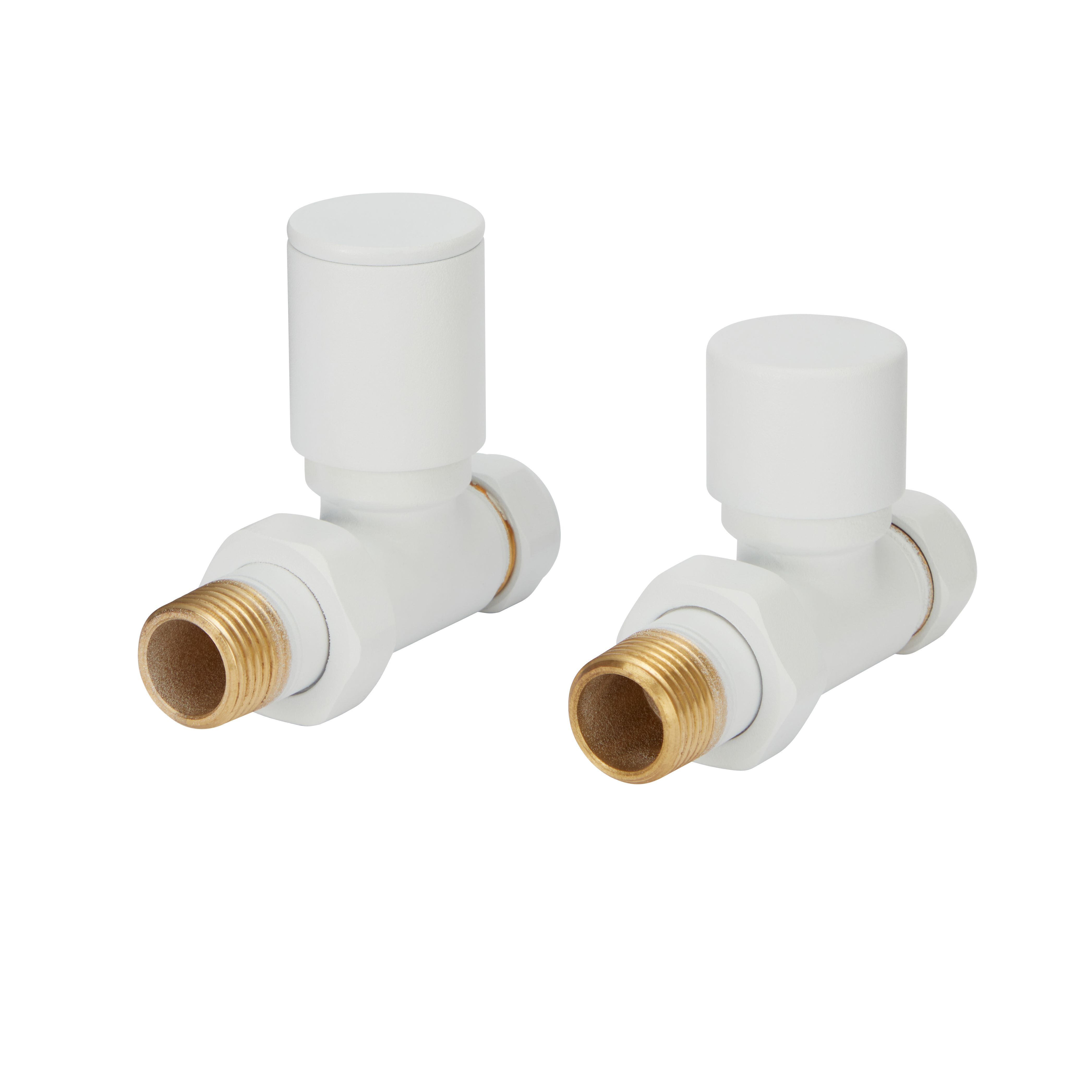 GoodHome Matt white Straight Manual Radiator valve & lockshield (Dia ...