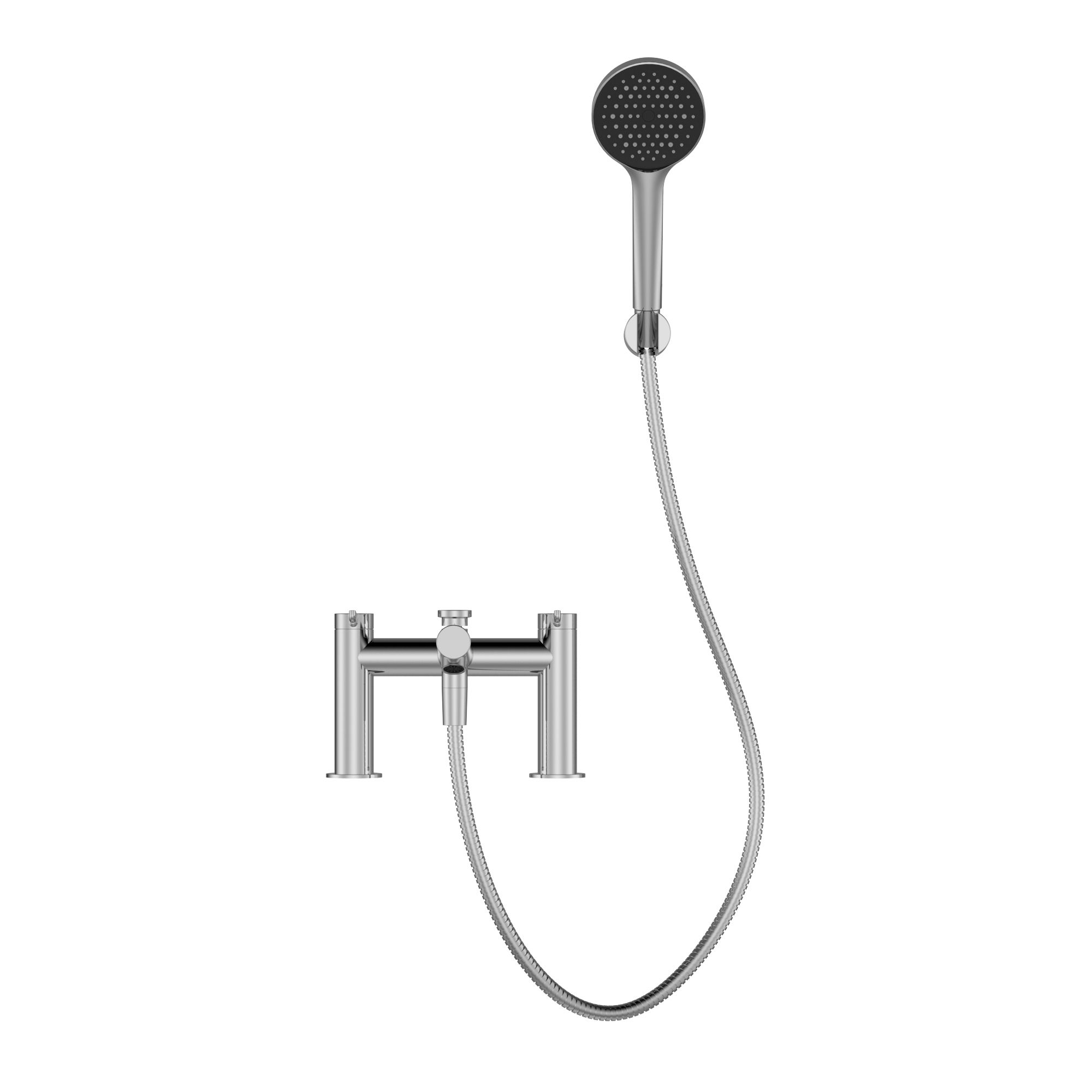 GoodHome Maza Gloss Chrome effect Deck-mounted Bath mixer tap with ...