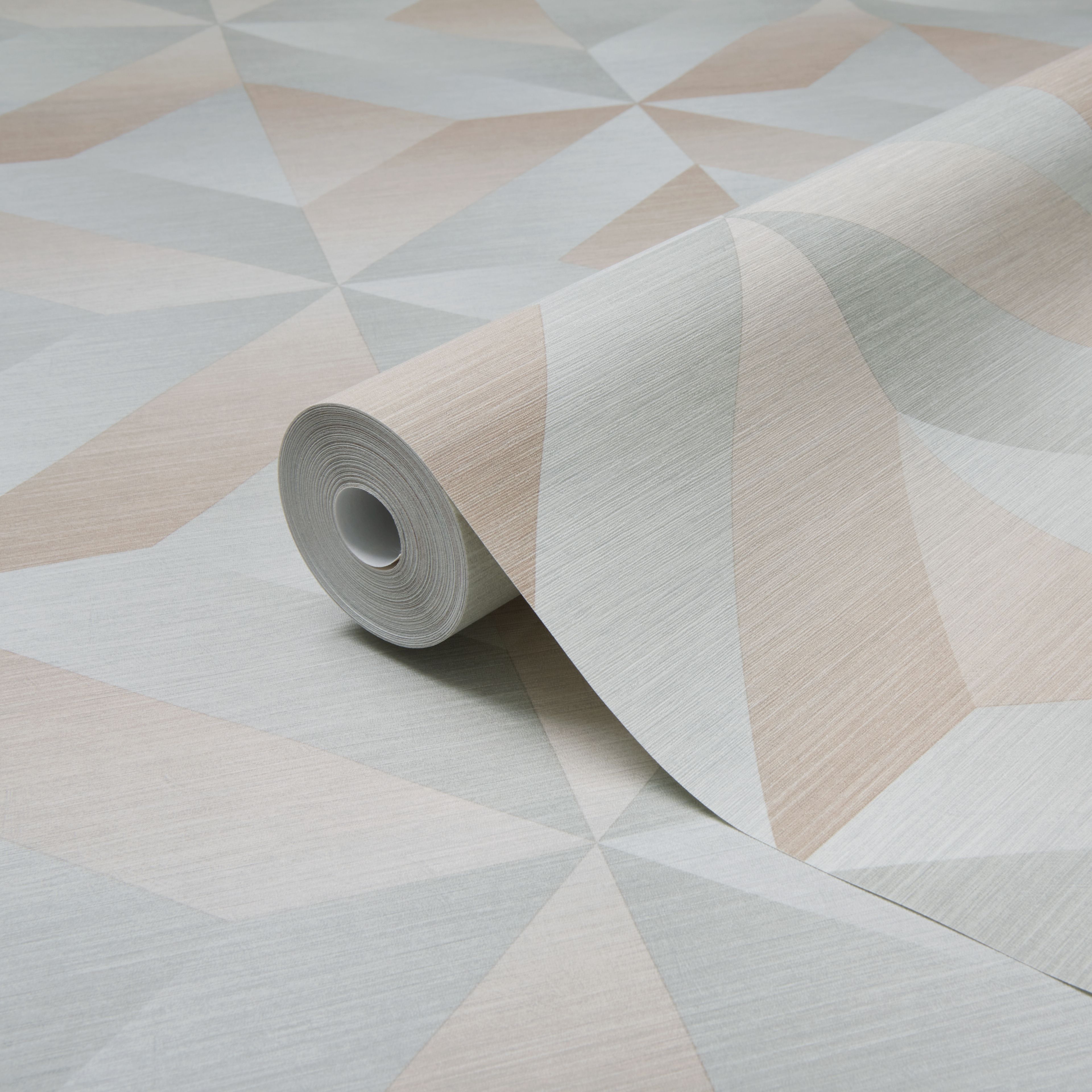 GoodHome Megmics Pink & grey Geometric Textured Wallpaper | DIY at B&Q