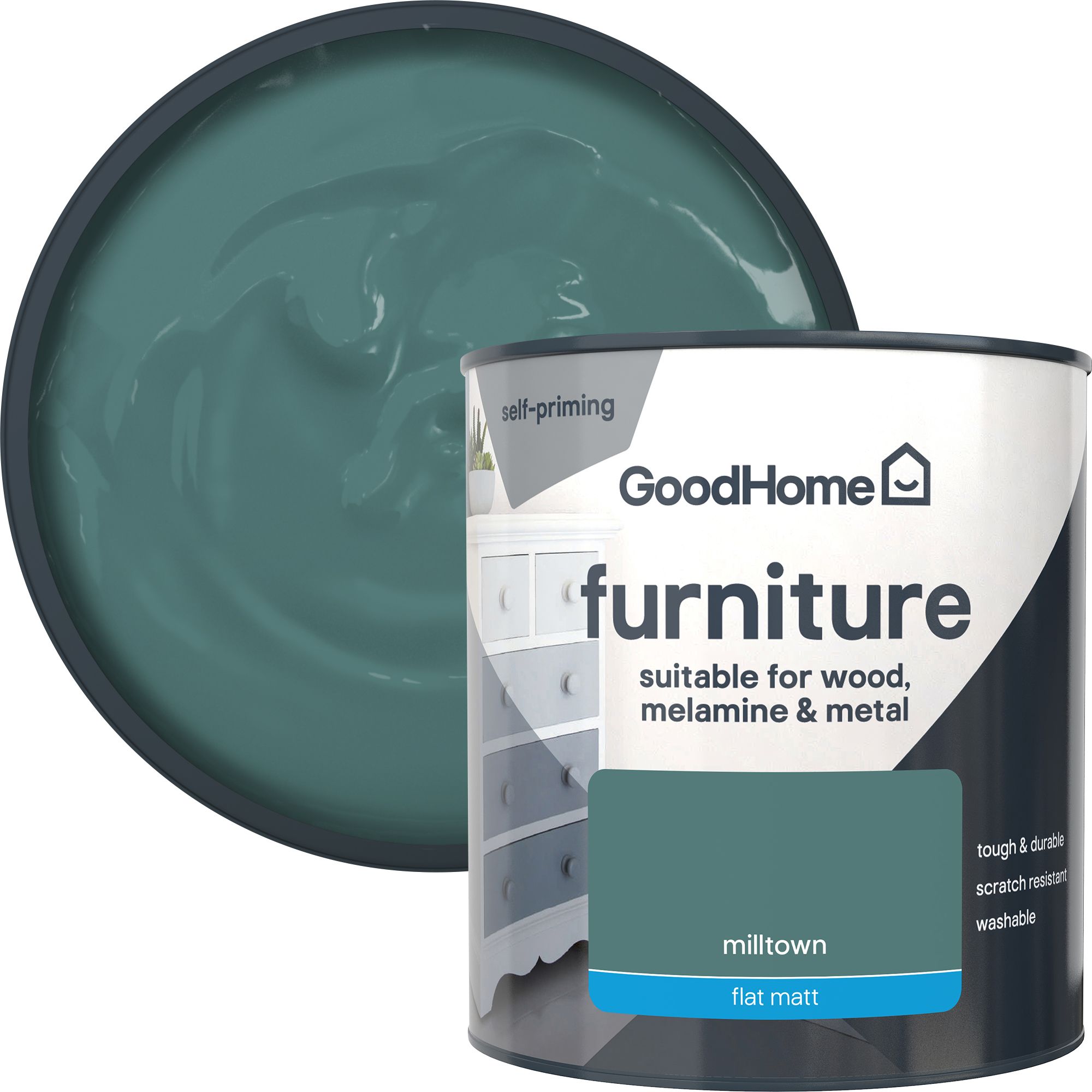 GoodHome Milltown Flat matt Furniture paint, 500ml