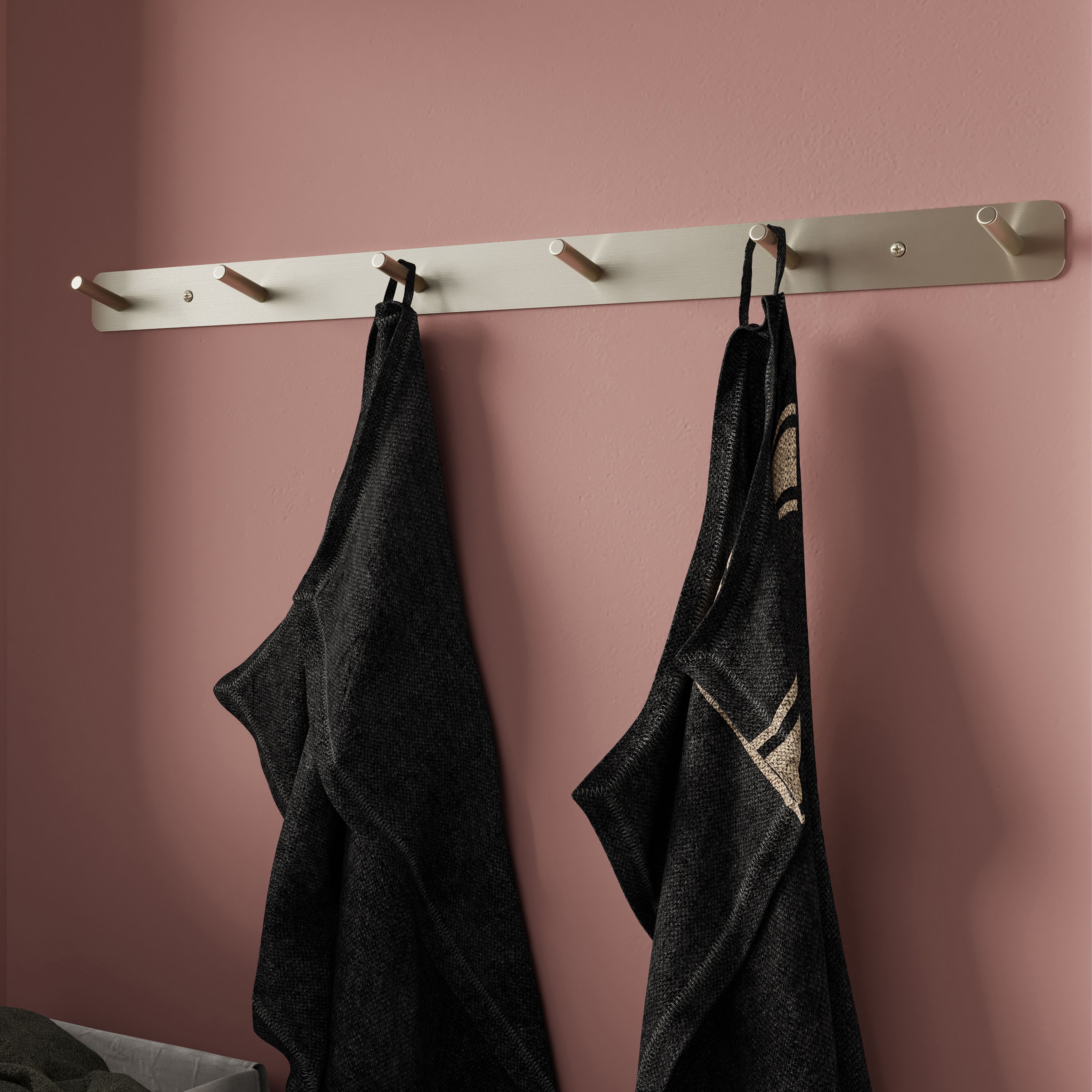 GoodHome Minimalist Satin Grey Nickel effect Stainless steel 6 Hook ...