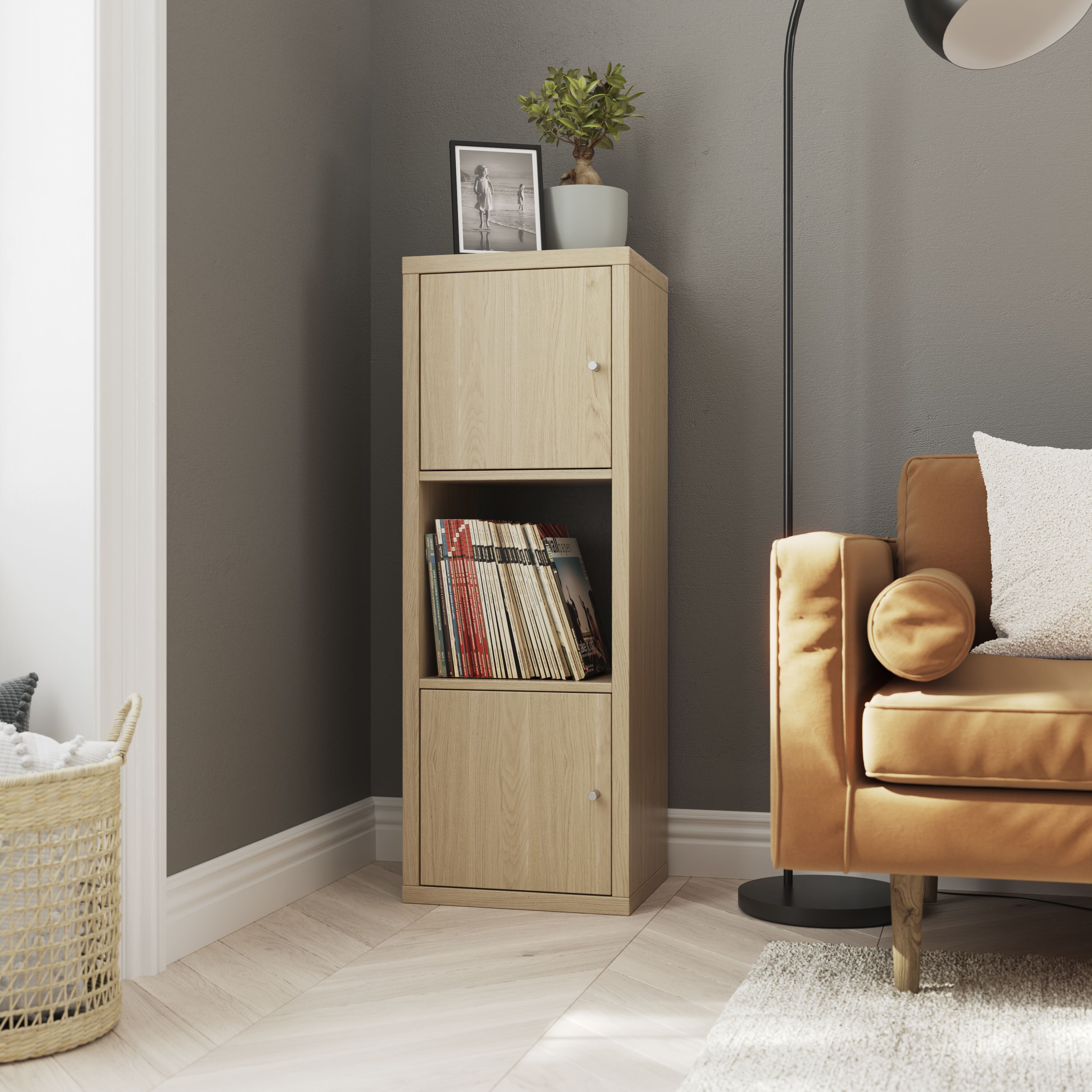 GoodHome Mixxit Natural oak effect Freestanding 3 shelf Rectangular ...