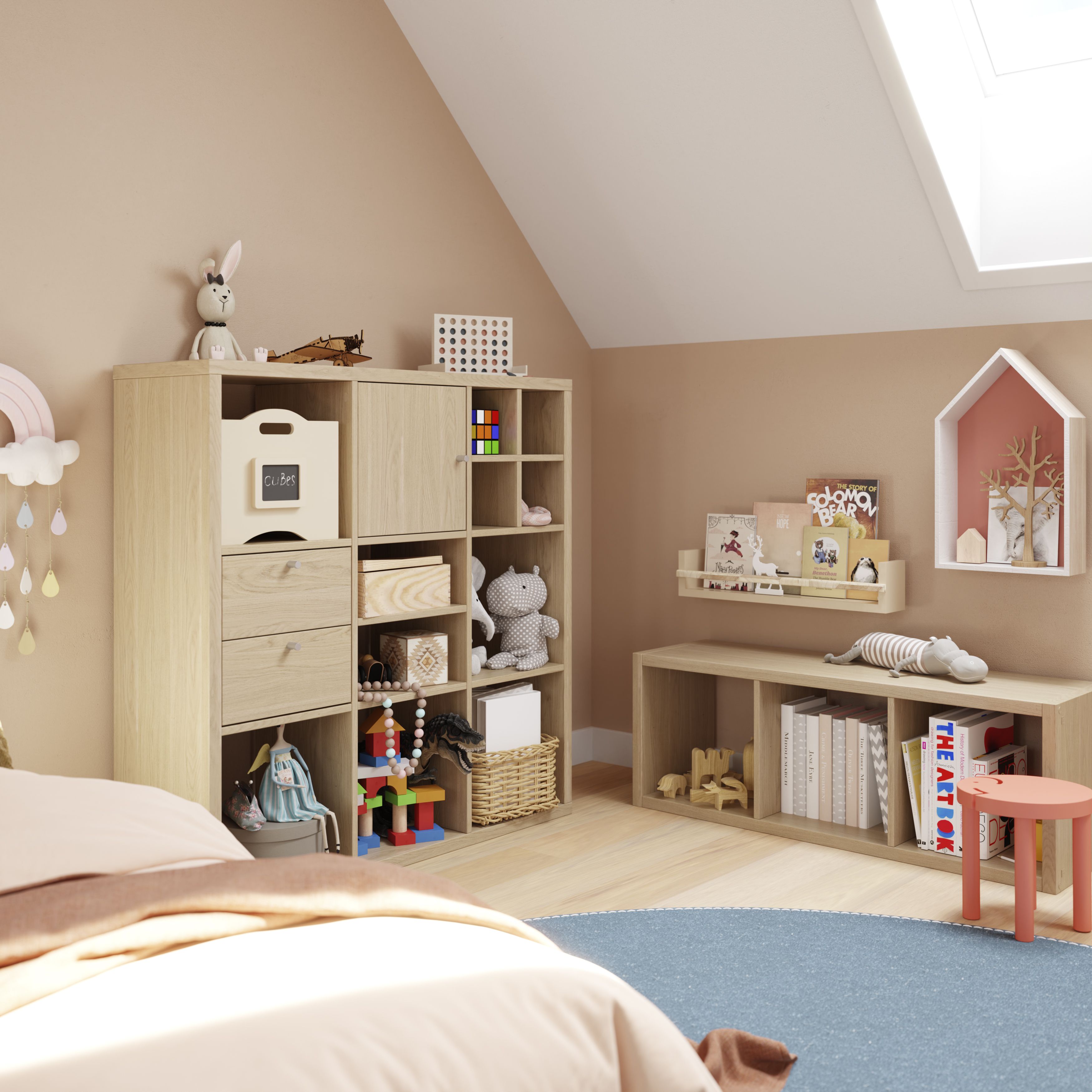 GoodHome Mixxit Natural oak effect Freestanding 6 shelf Rectangular ...