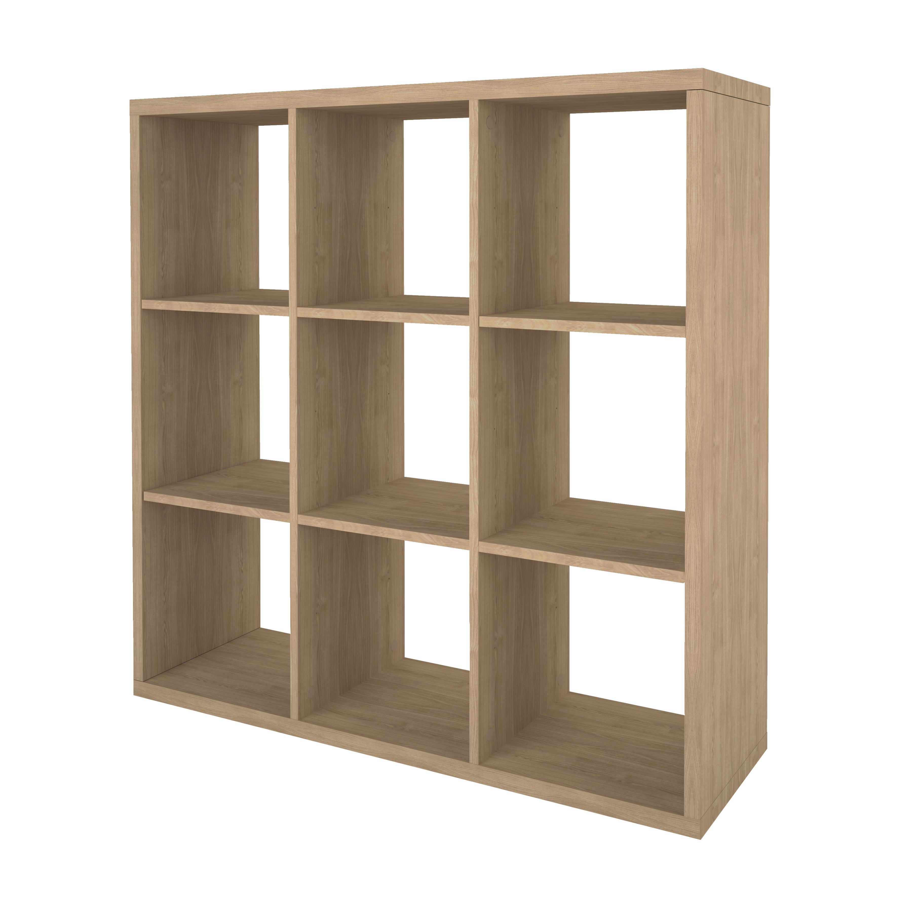 GOODHOME MIXXIT NATURAL OAK EFFECT FREESTANDING 9 SHELF CUBE SHELVING ...