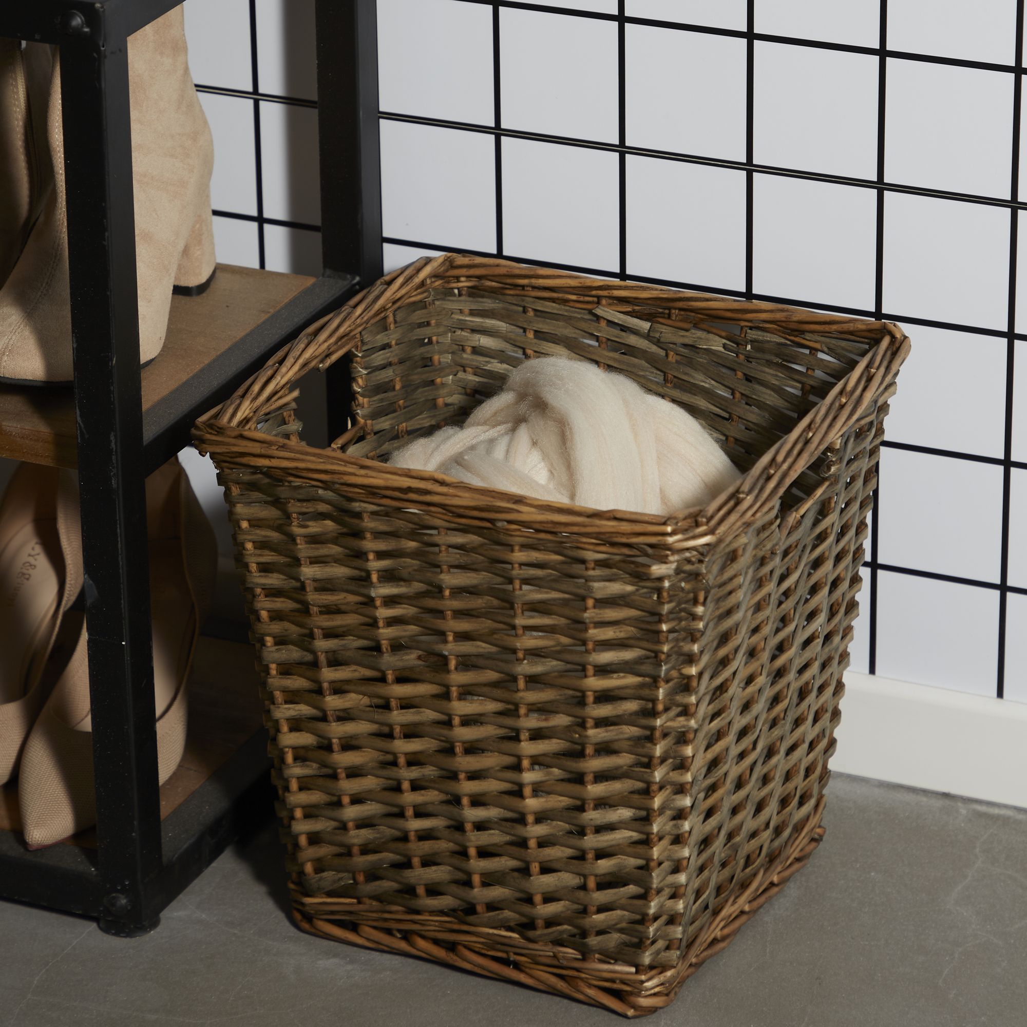 GoodHome Mixxit Natural Willow Storage basket (H)30cm (W)30cm (D)30cm