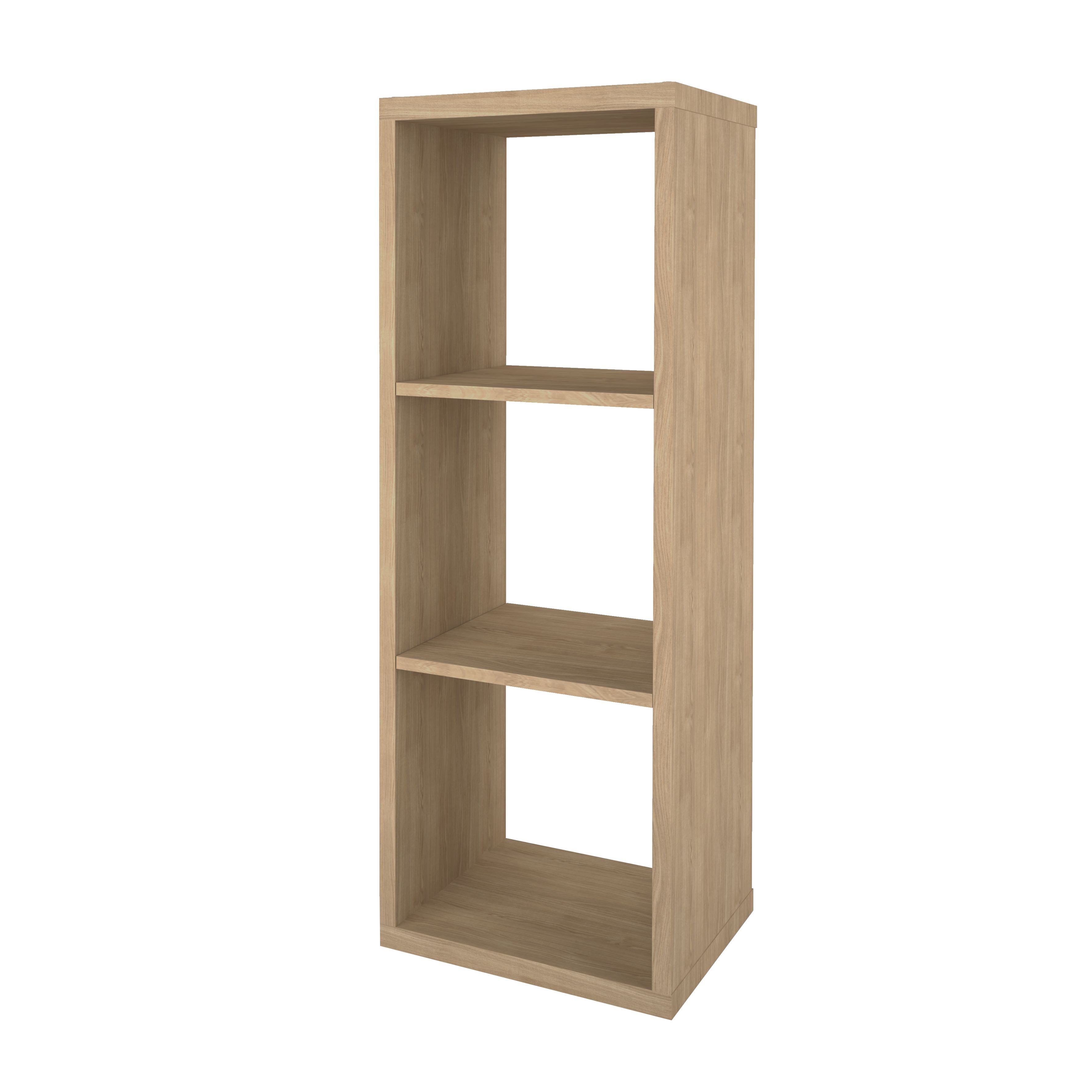 GoodHome Mixxit Oak effect Freestanding 3 shelf Rectangular Shelving ...
