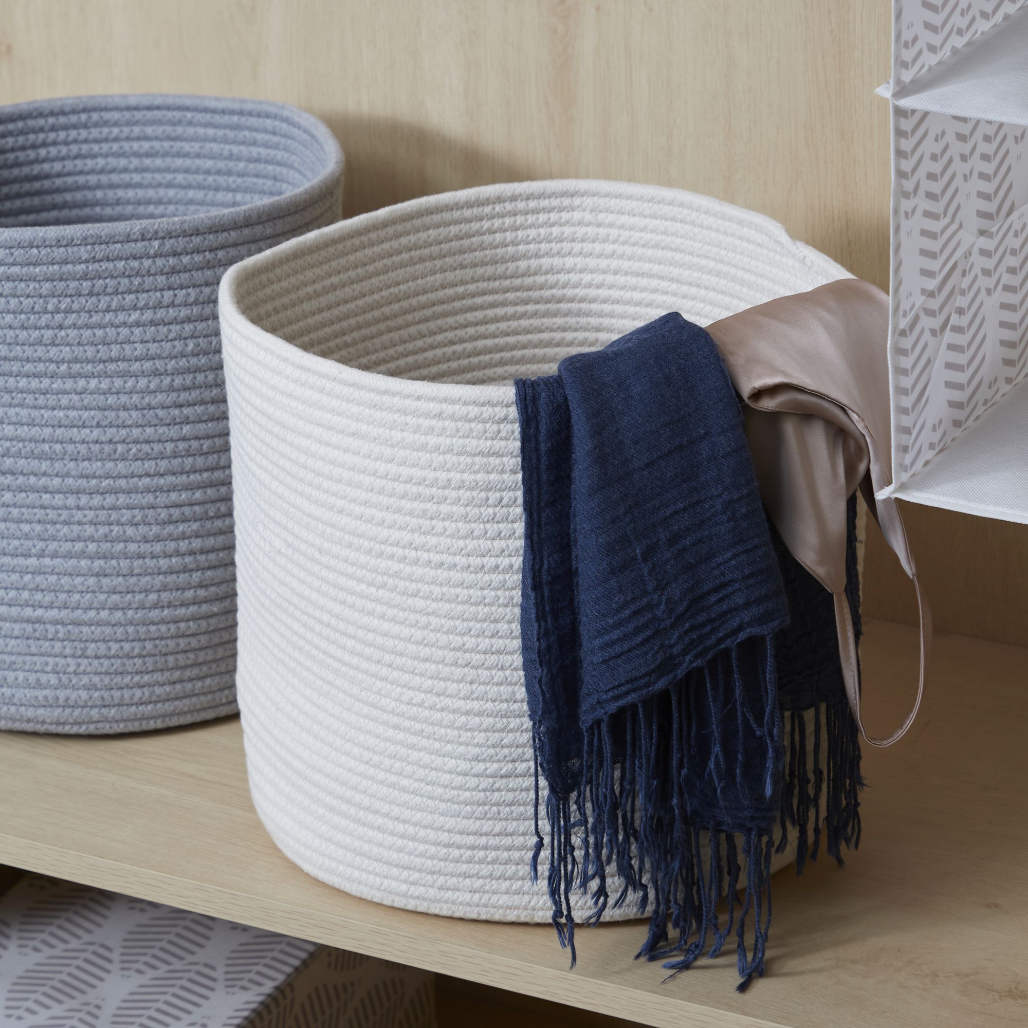 GoodHome Mixxit White Cotton Storage basket (H)30cm (W)30cm (D)30cm