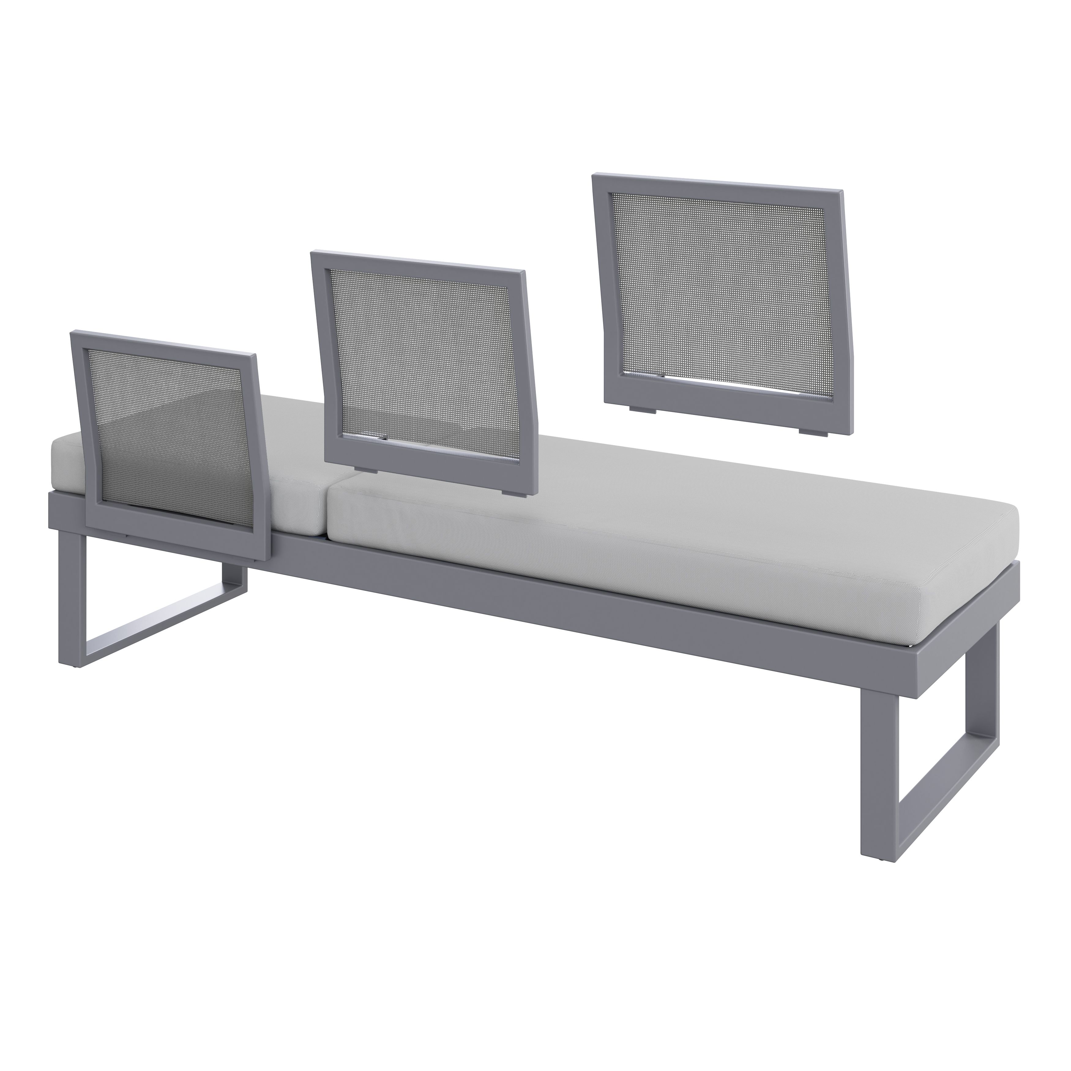 GoodHome Moorea Matt Steel grey Metal 6 Seater Modular corner Coffee set